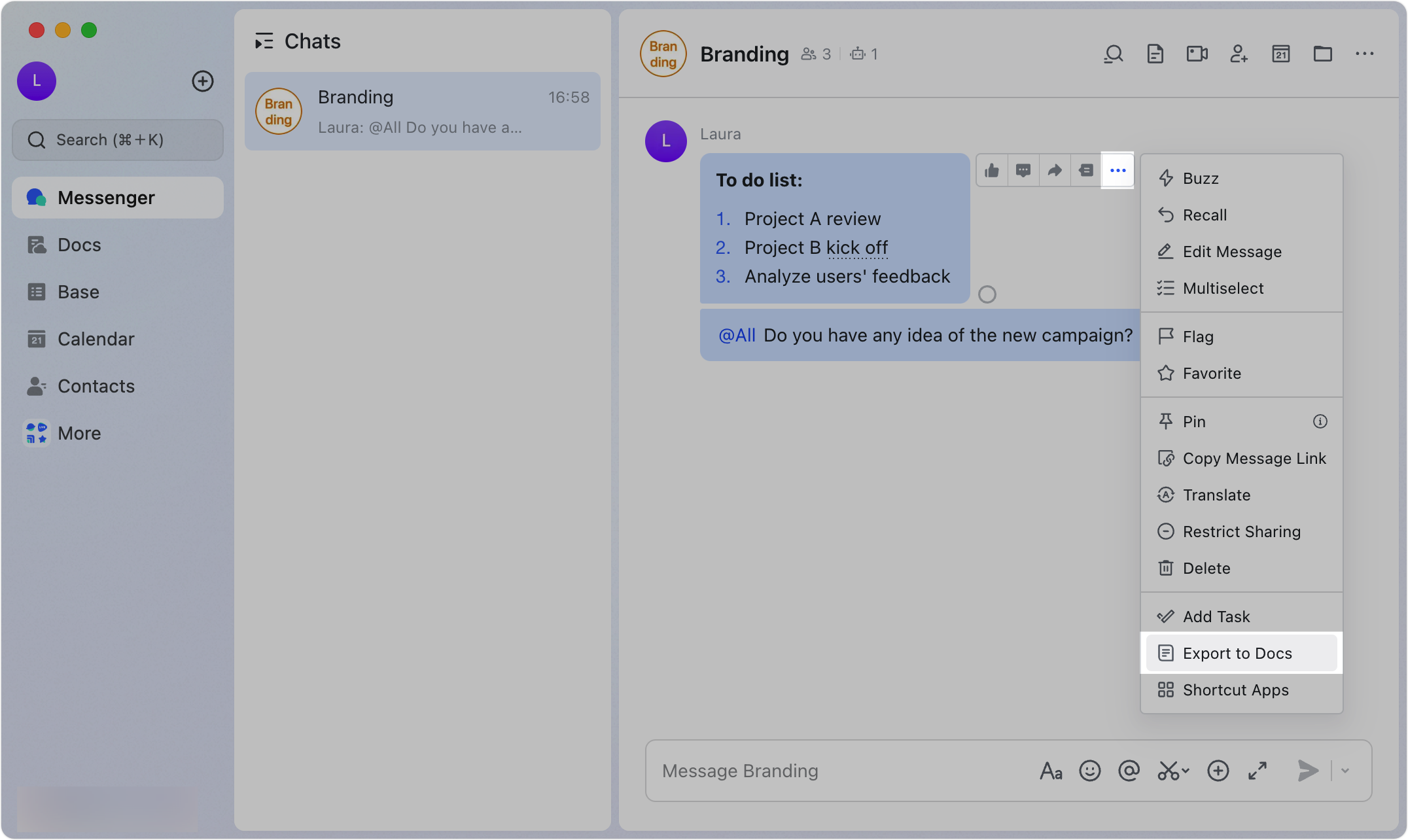 V7.21 Export messages to documents to keep a record of important chats!