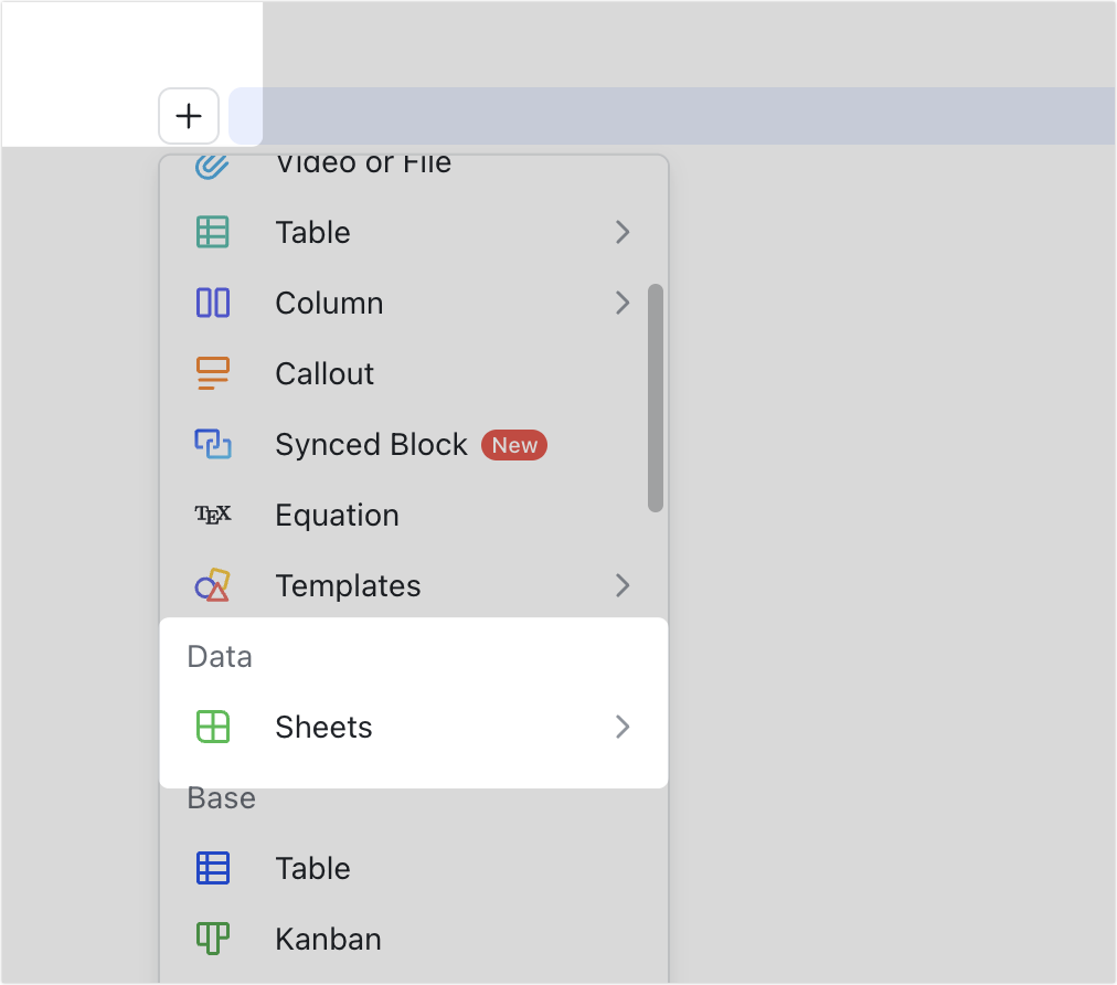 Insert a sheet in Docs