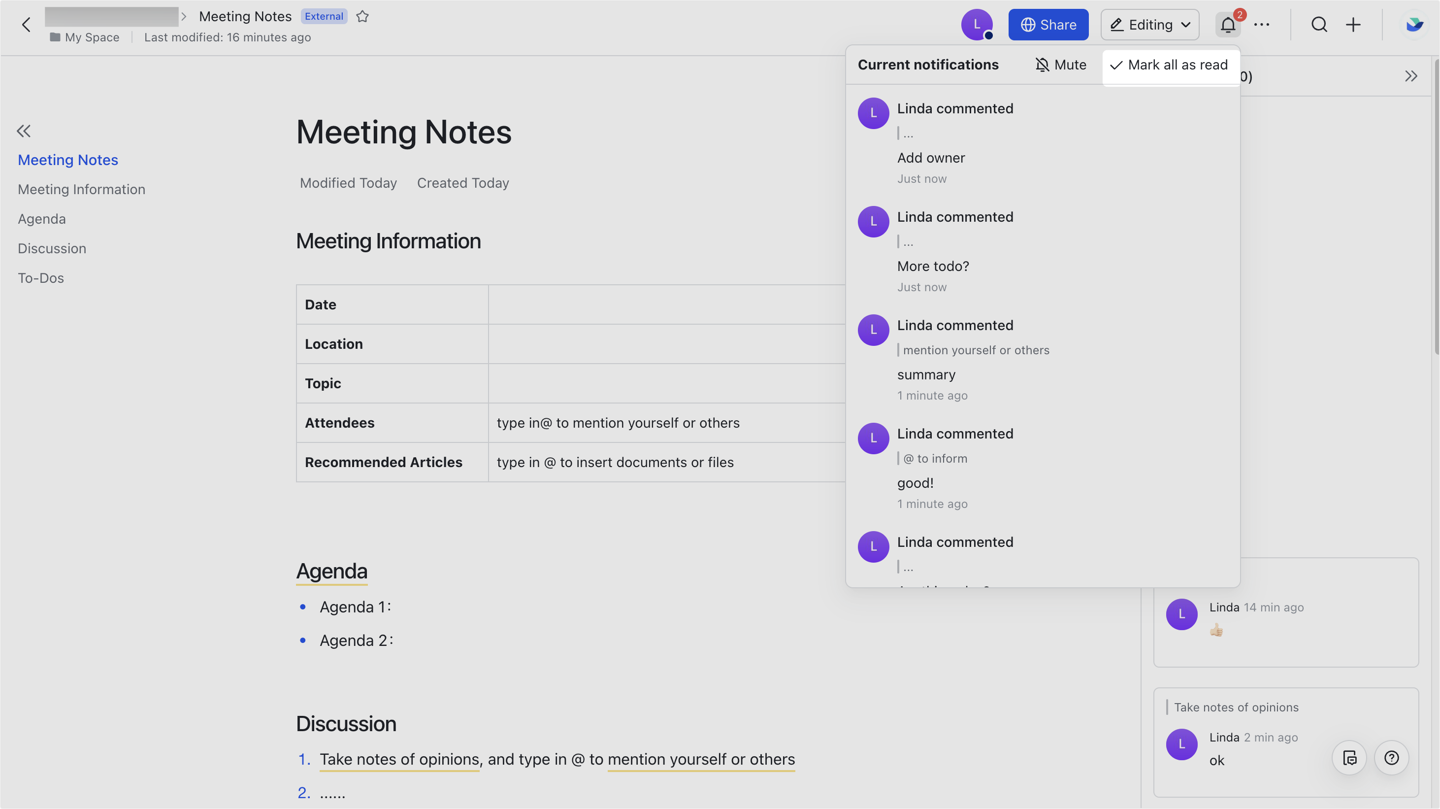Use Current notifications in Docs