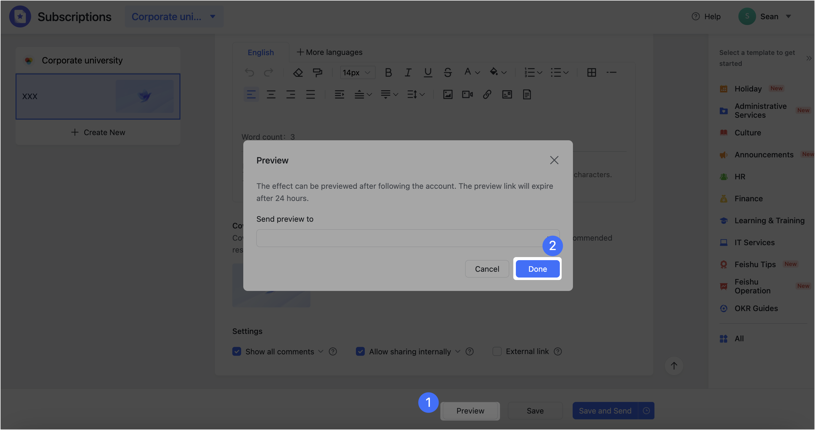 Create and send Subscriptions content