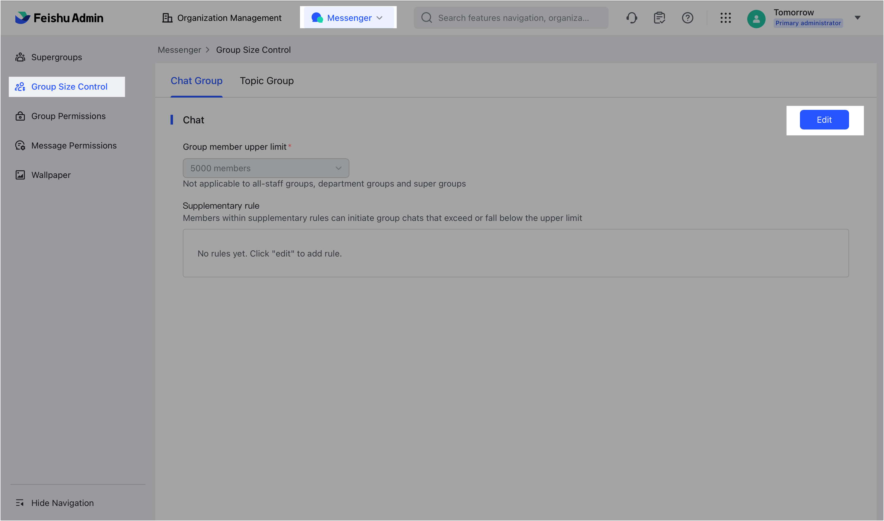 Admin | Set group size limit in Messenger