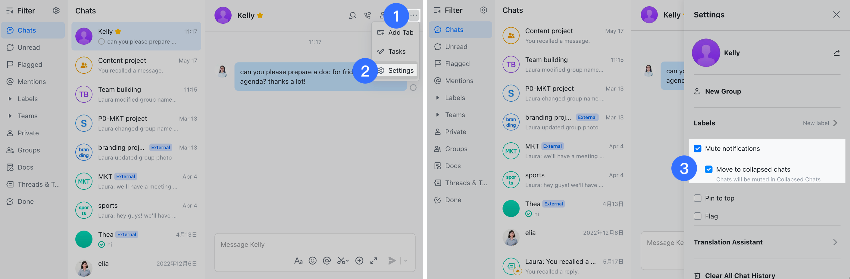 Move unimportant chats to Collapsed Chats