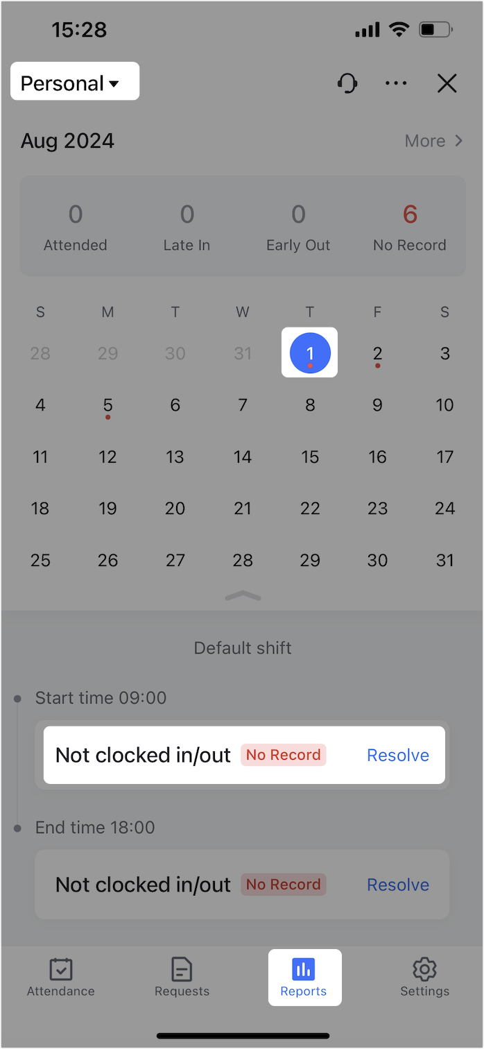Submit an Attendance correction request