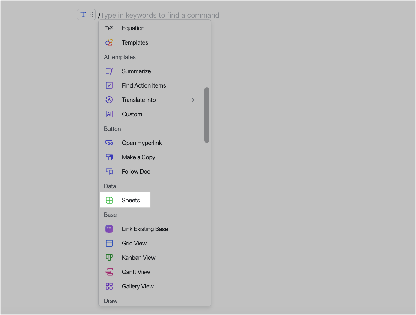 Reference data from Sheets in Docs
