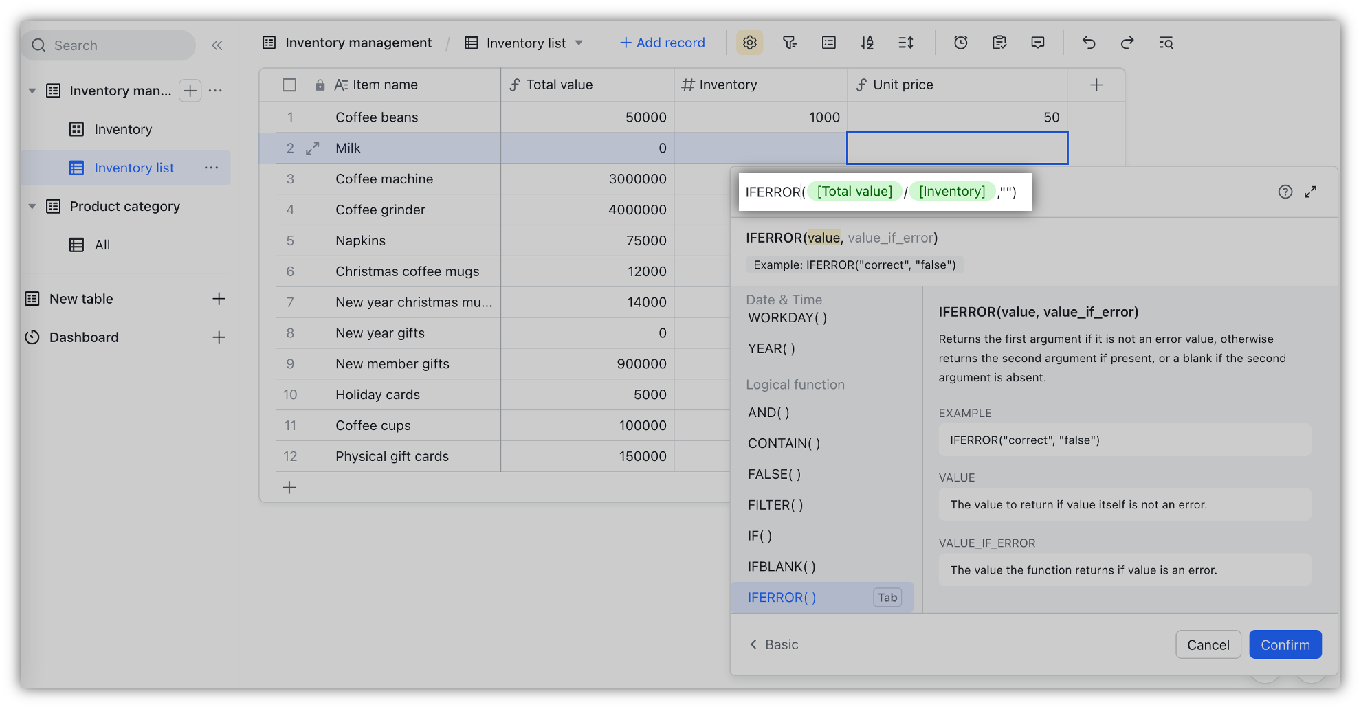 Use the ISERROR and IFERROR functions for Base