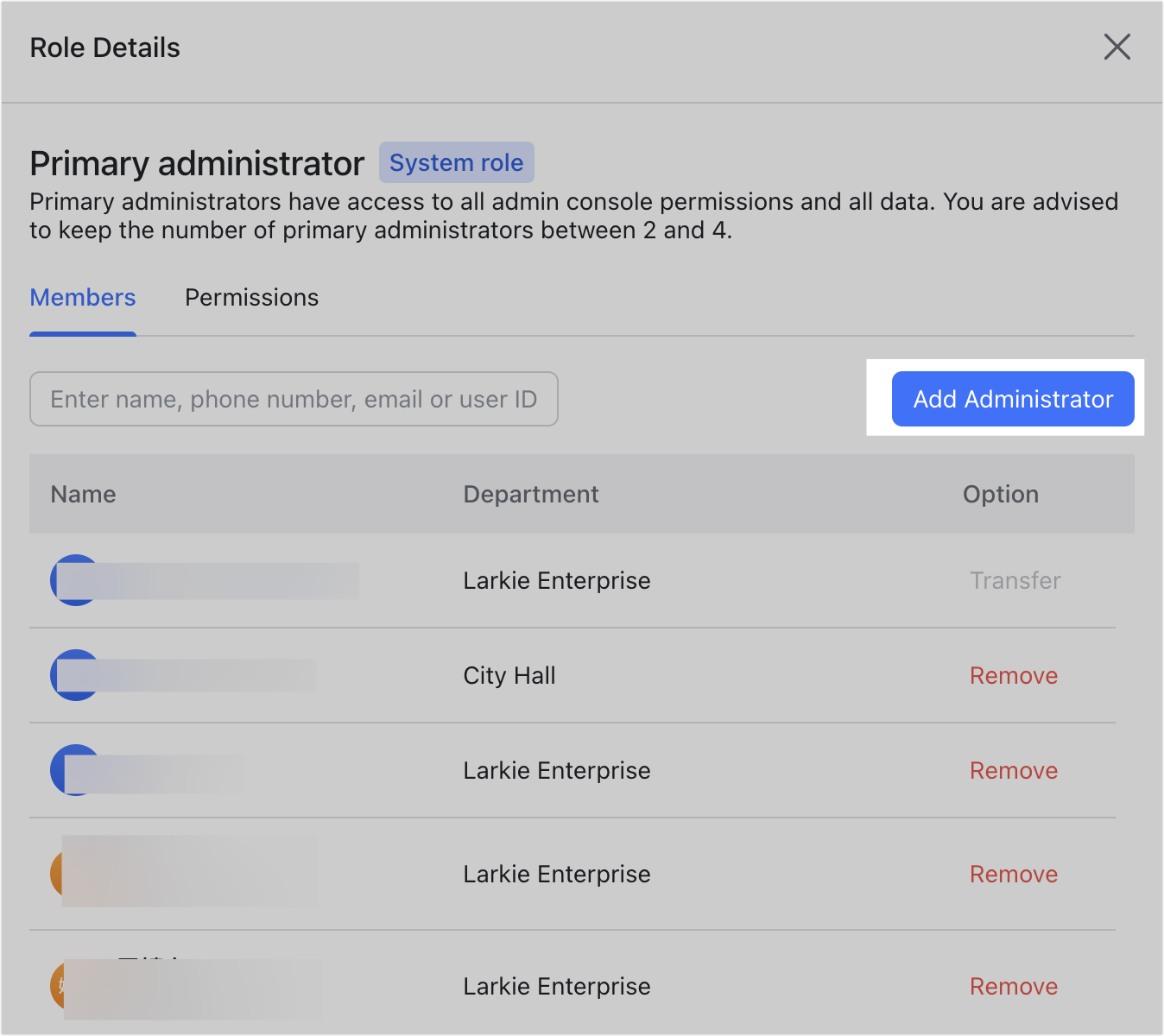 Admin | Add administrators and create administrator roles