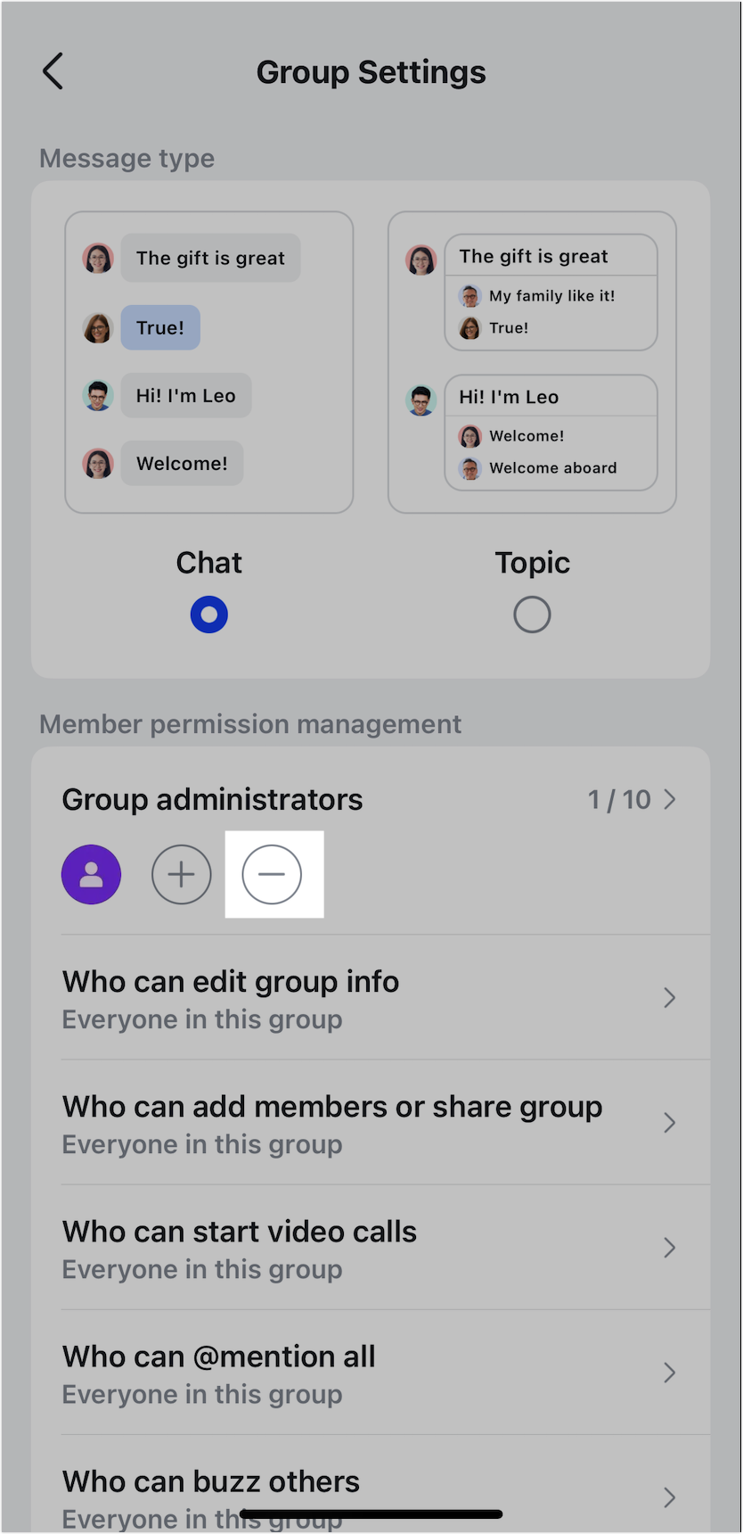 Manage group administrators