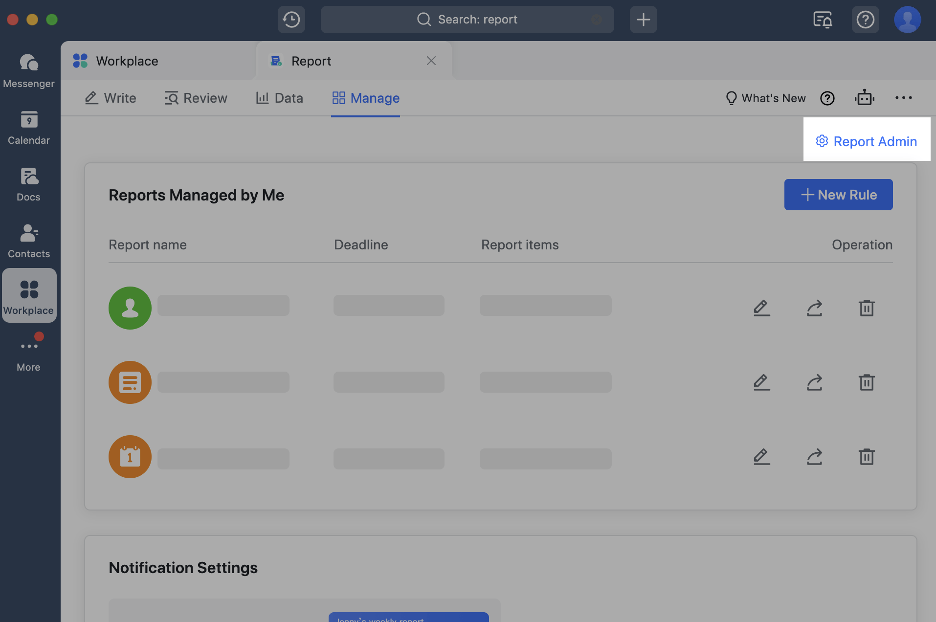 Use Report Admin in Report
