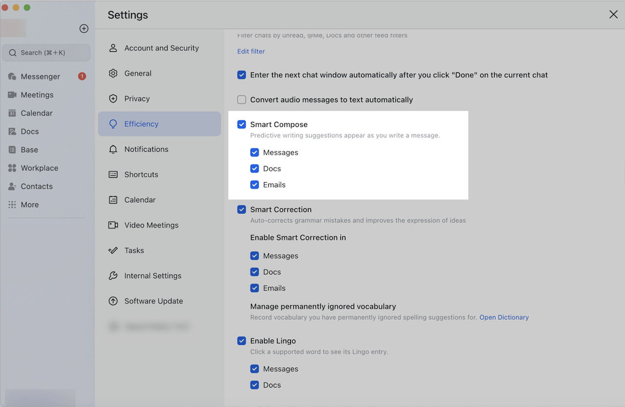 Turn on Smart Compose