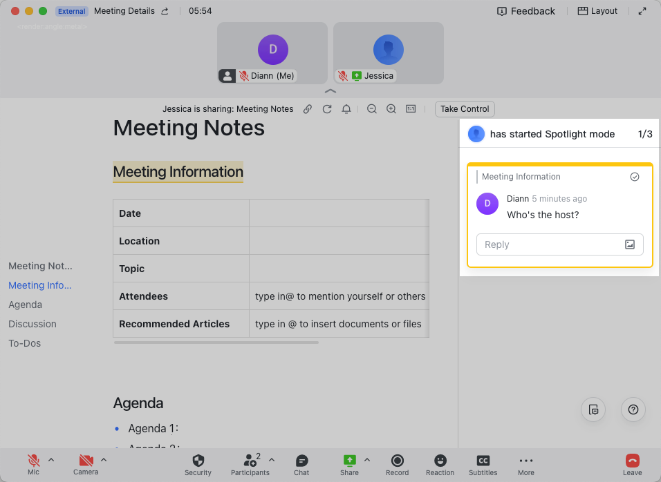 Use Spotlight mode for meeting discussions