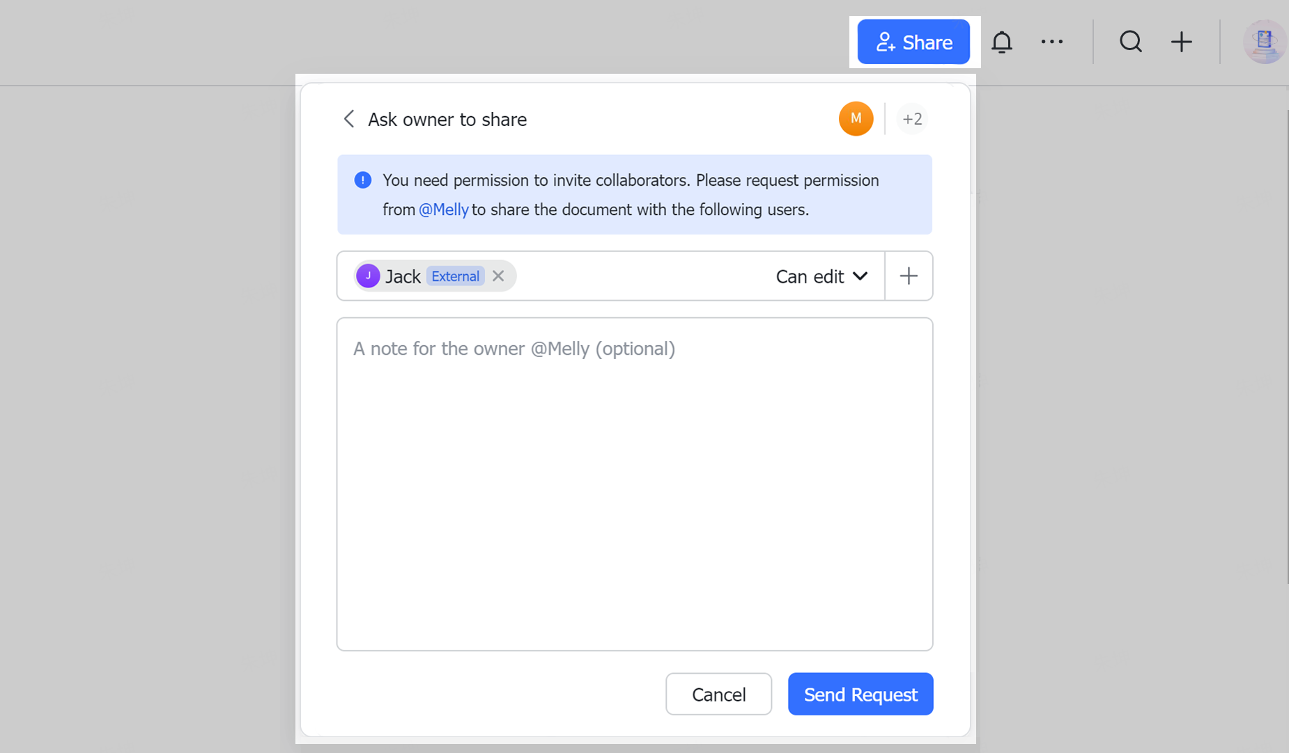Request document permission