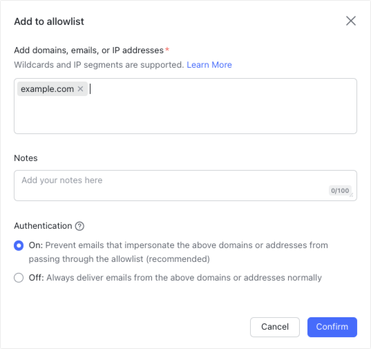 Admin | Create an email allowlist