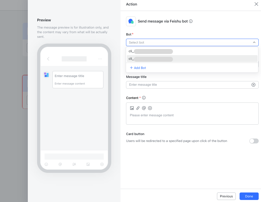 Send messages via Feishu bot