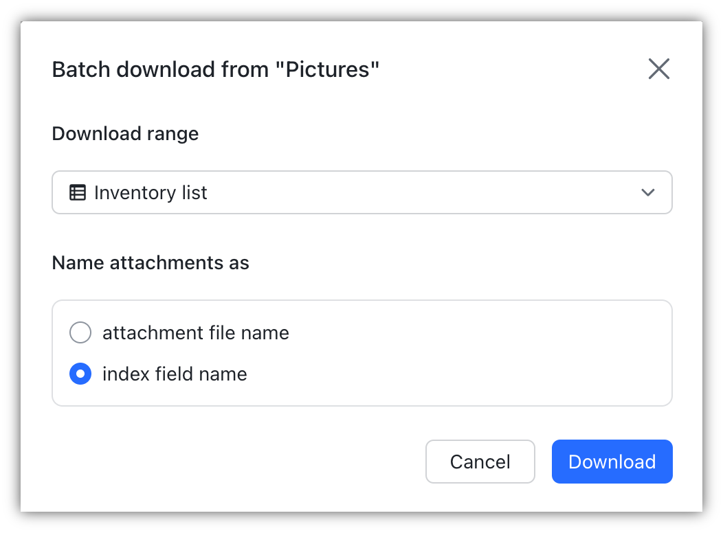 Use an attachment field in Base