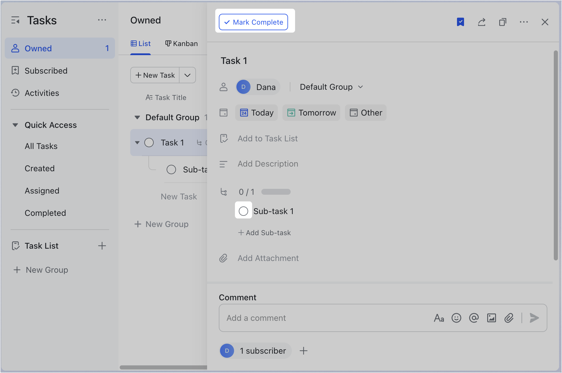 Complete and reopen tasks