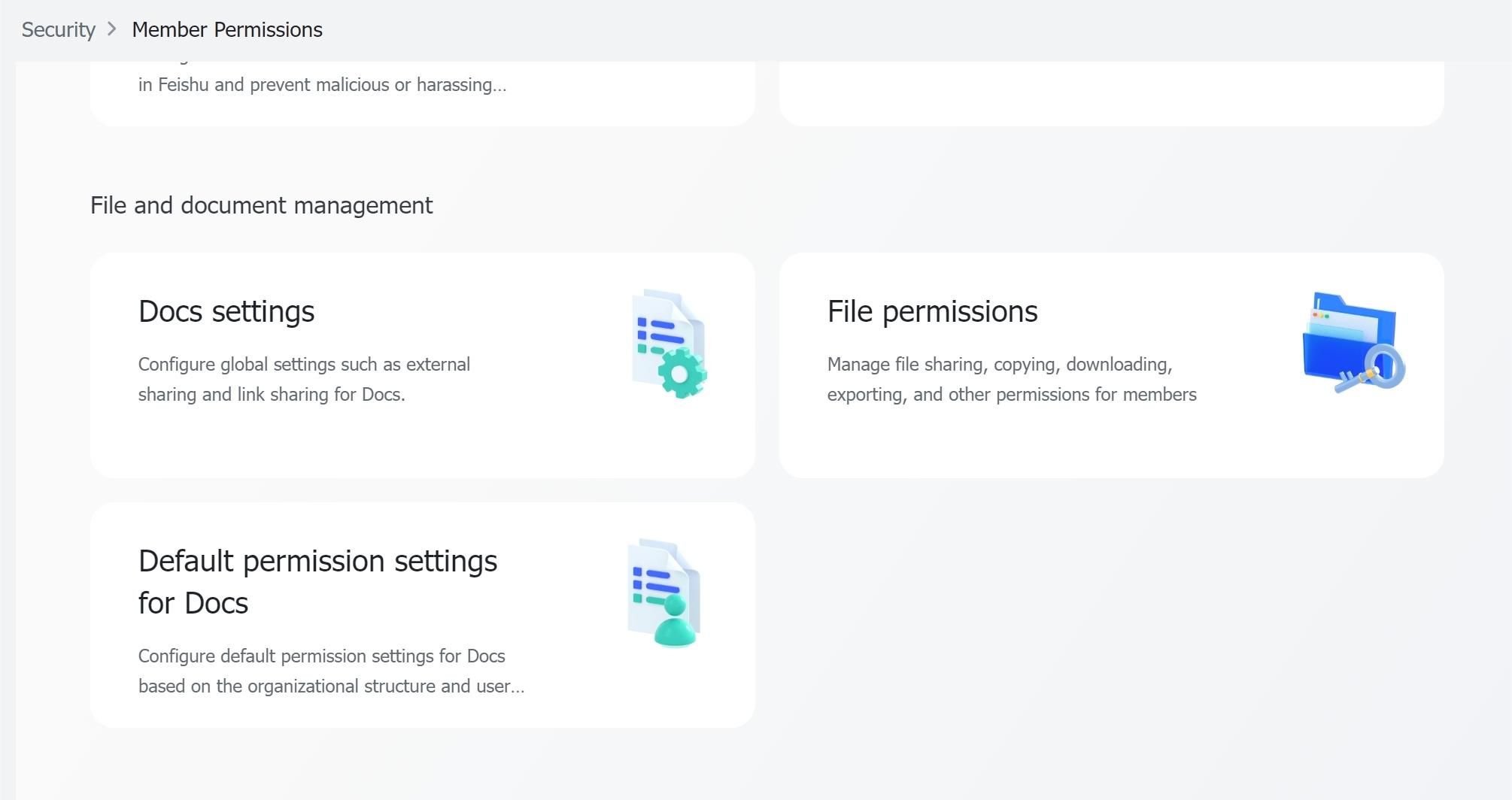 Configure default permissions for Docs