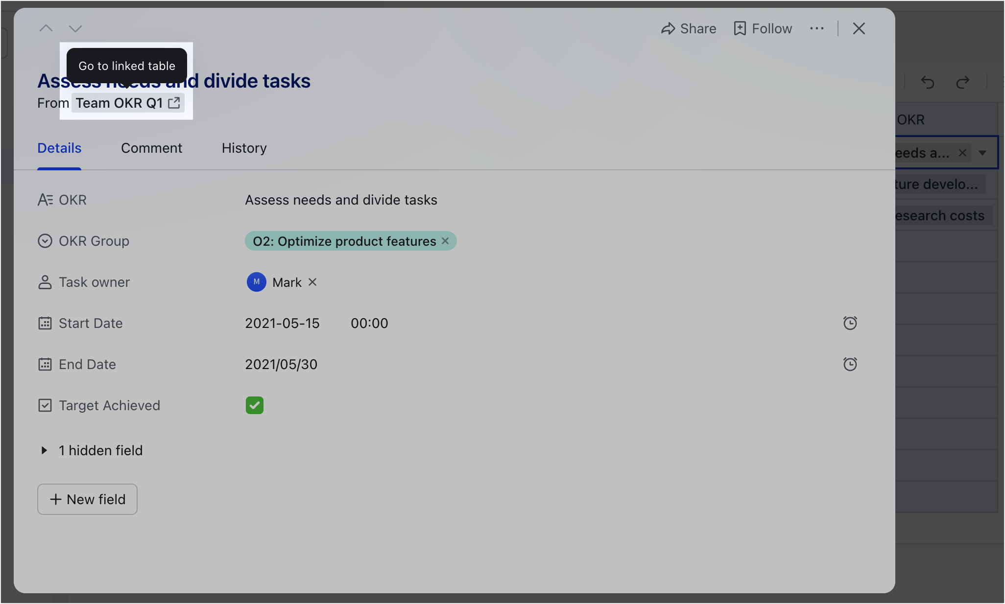 Use one-way link fields in Base