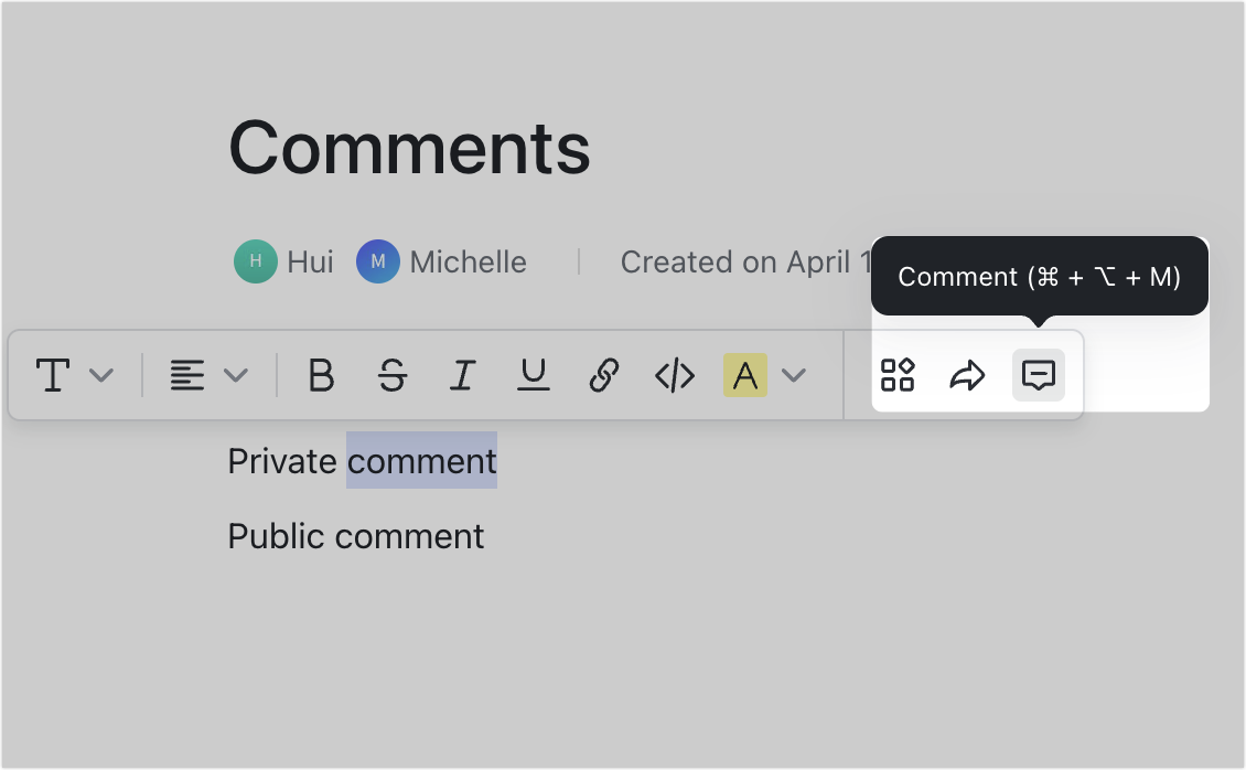 Use comments in Docs