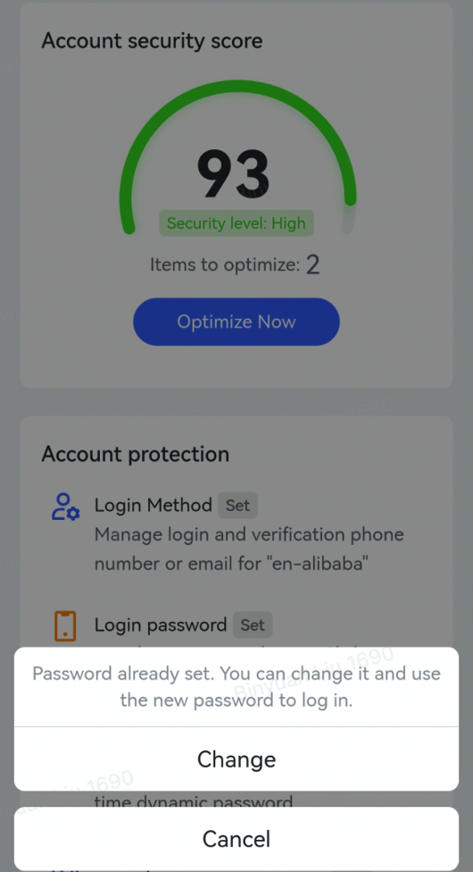 Set or change password