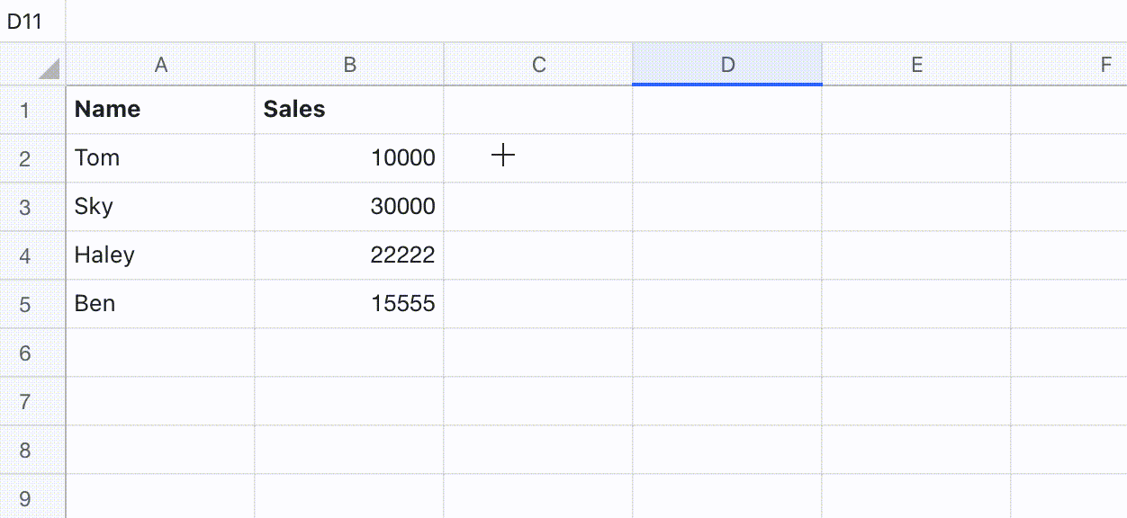 COLUMN function for Sheets