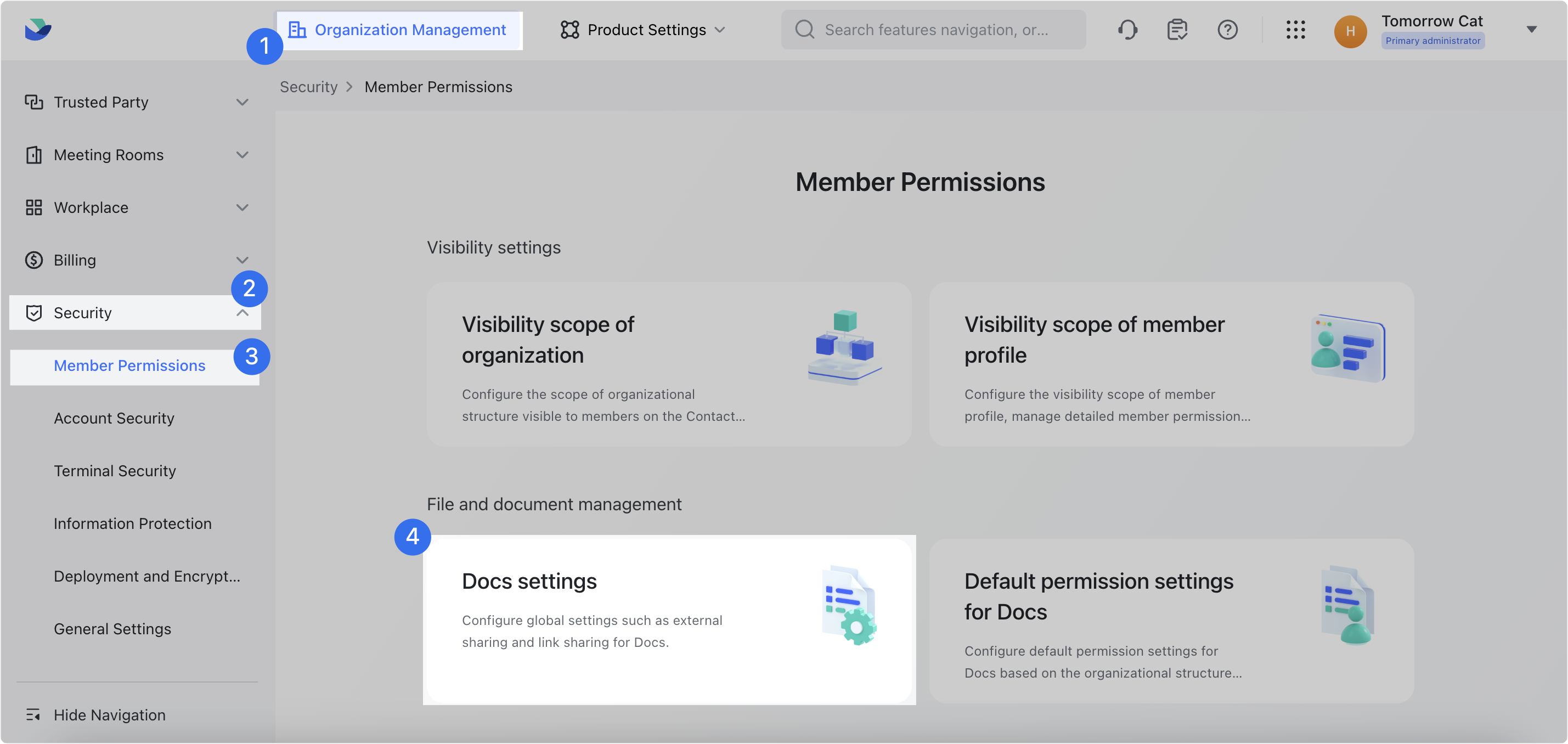 Admin | Configure Docs settings