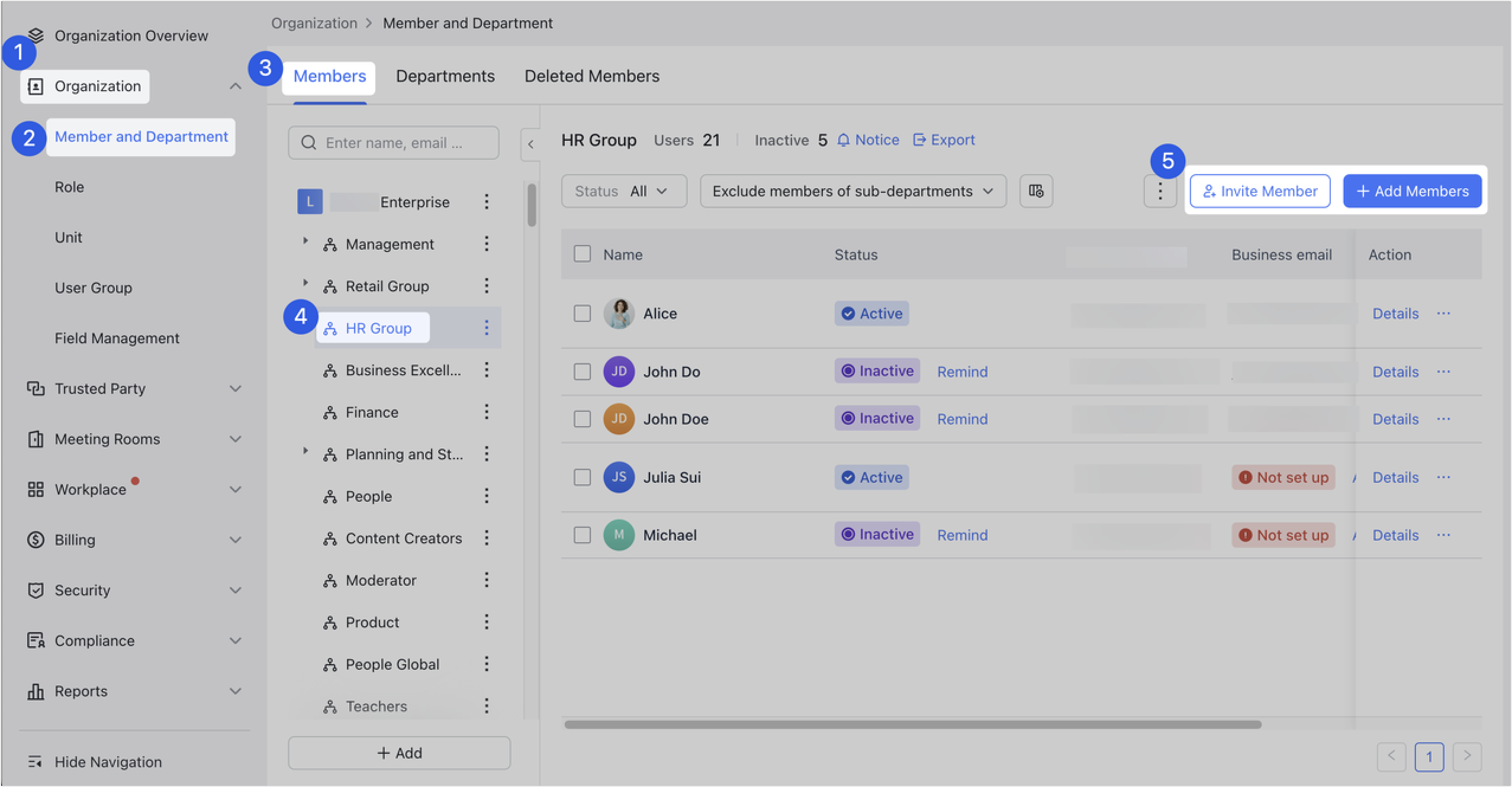 Admin | Invite members to join a department