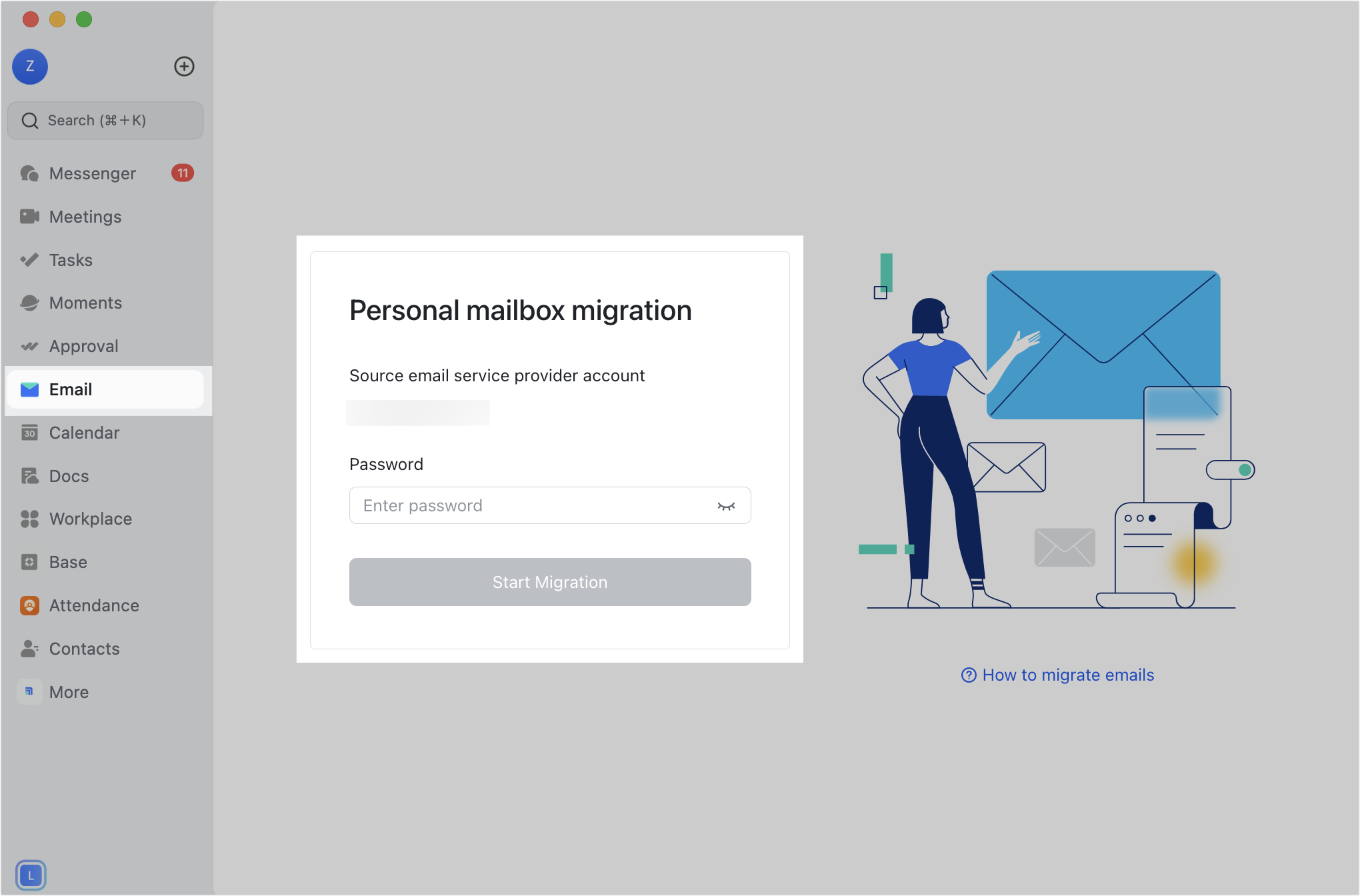 Migrate emails from a third-party email service to Feishu Mail