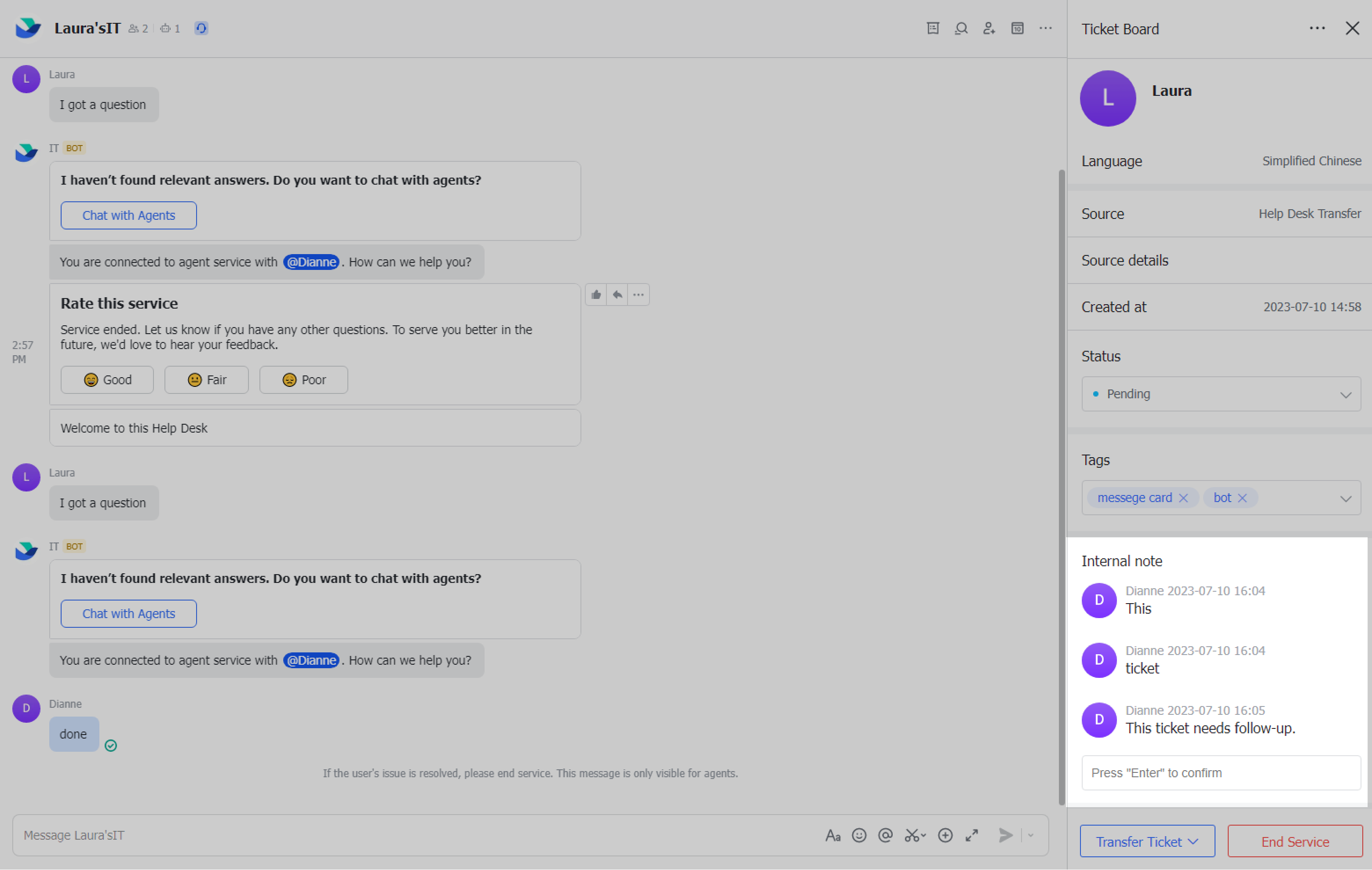Use the Help Desk ticket board