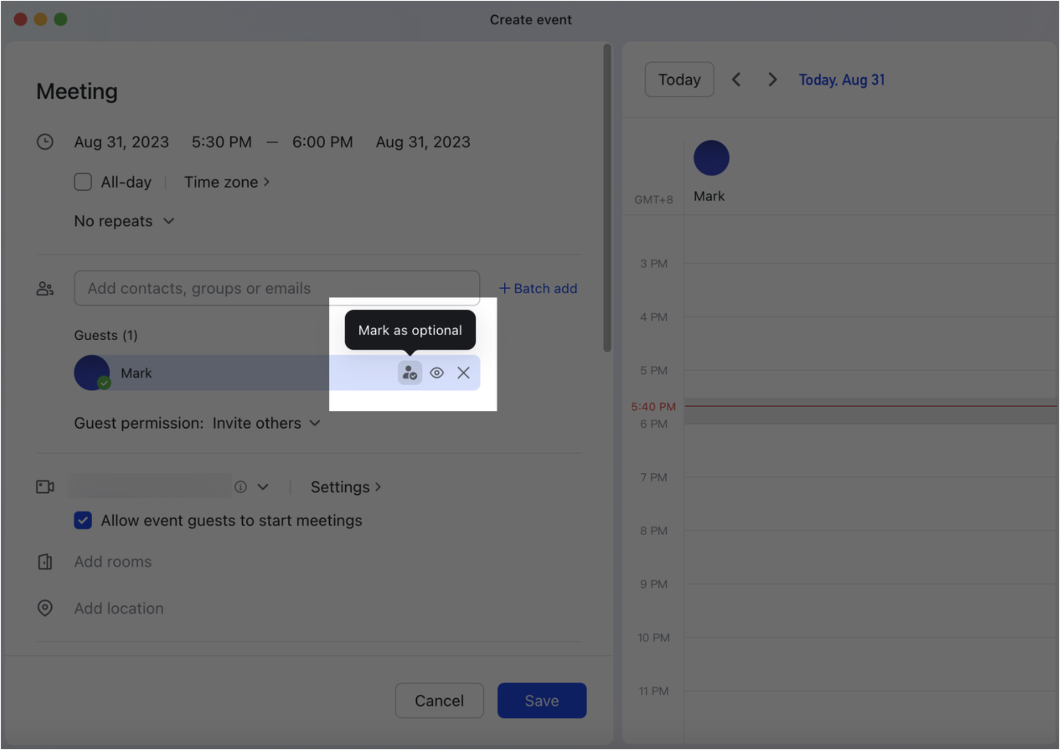 Create events and invite participants