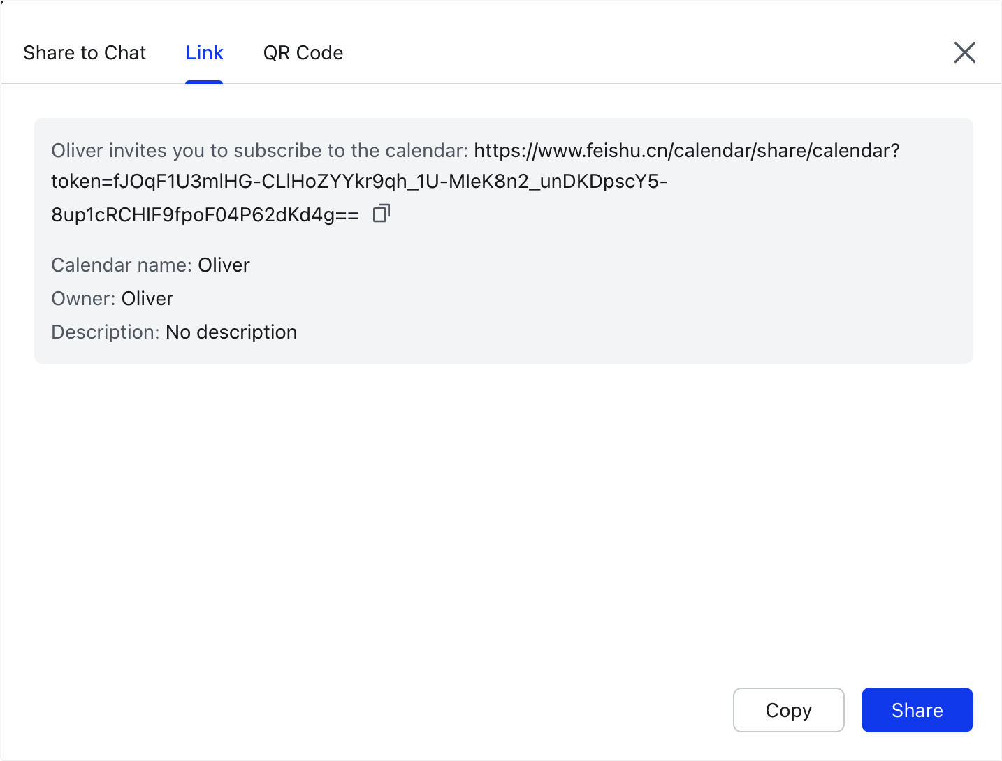 Share calendars with internal and external members
