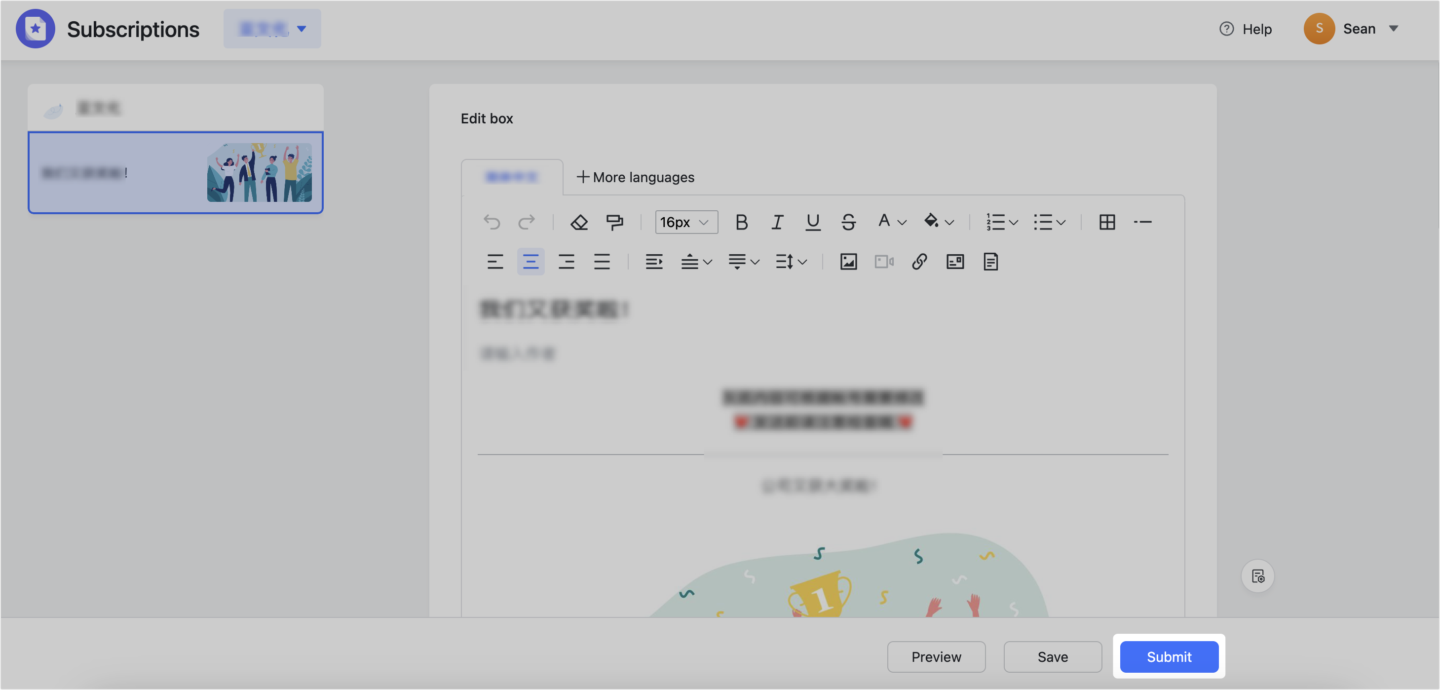 Modify, recall, or delete Subscriptions content
