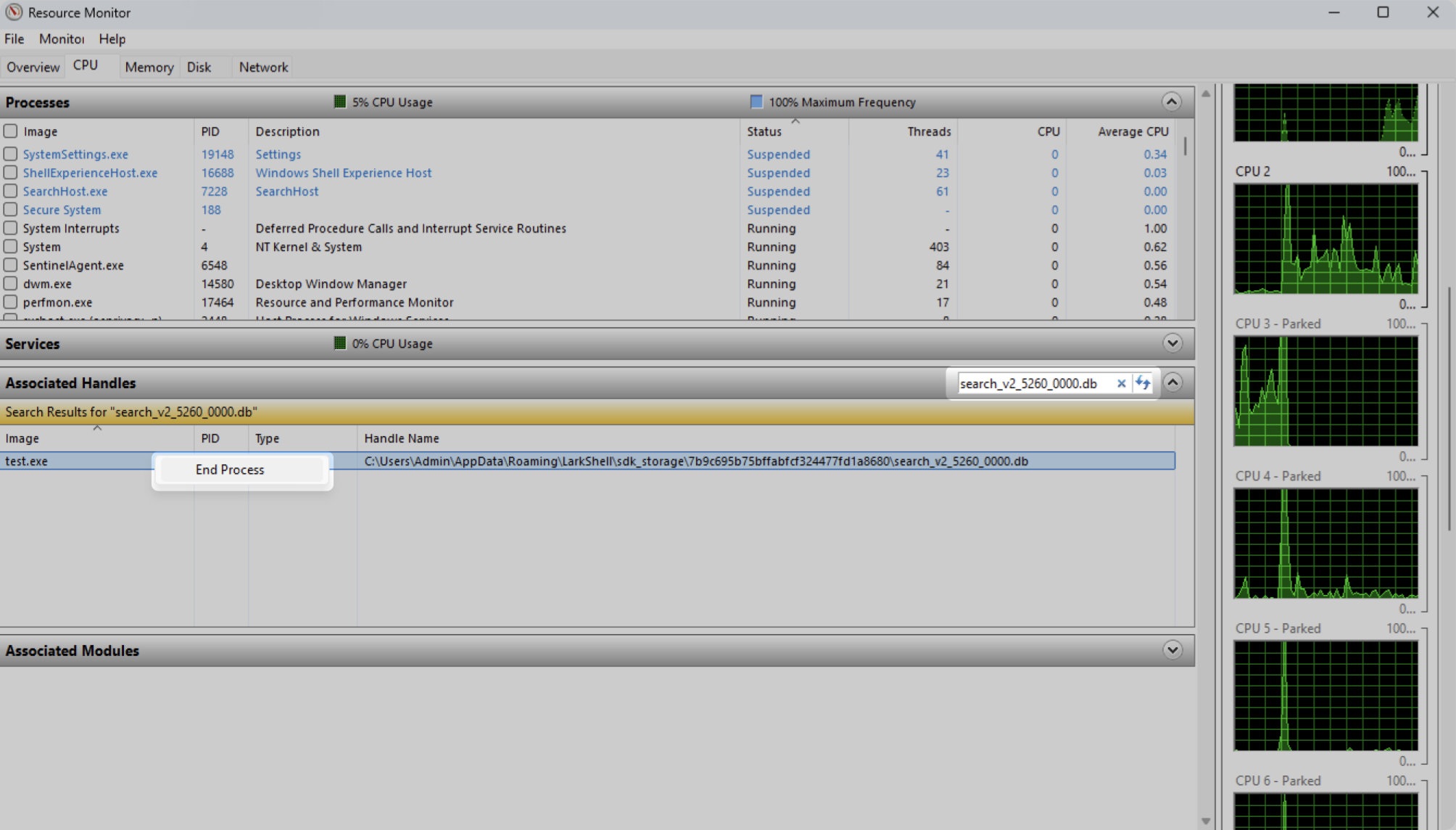 What should I do if a resource file is locked when running Feishu on Windows?