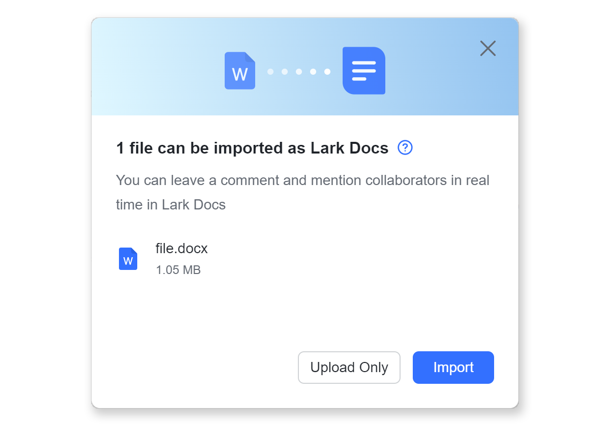 Import local files as Feishu Docs