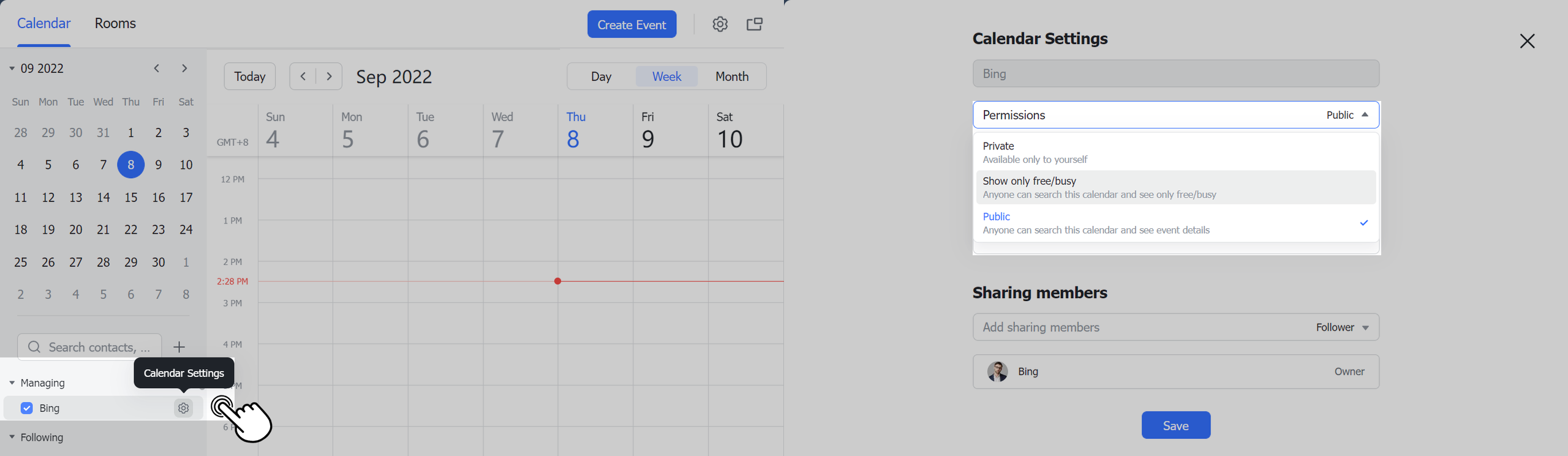 View the availability of members of trusted parties