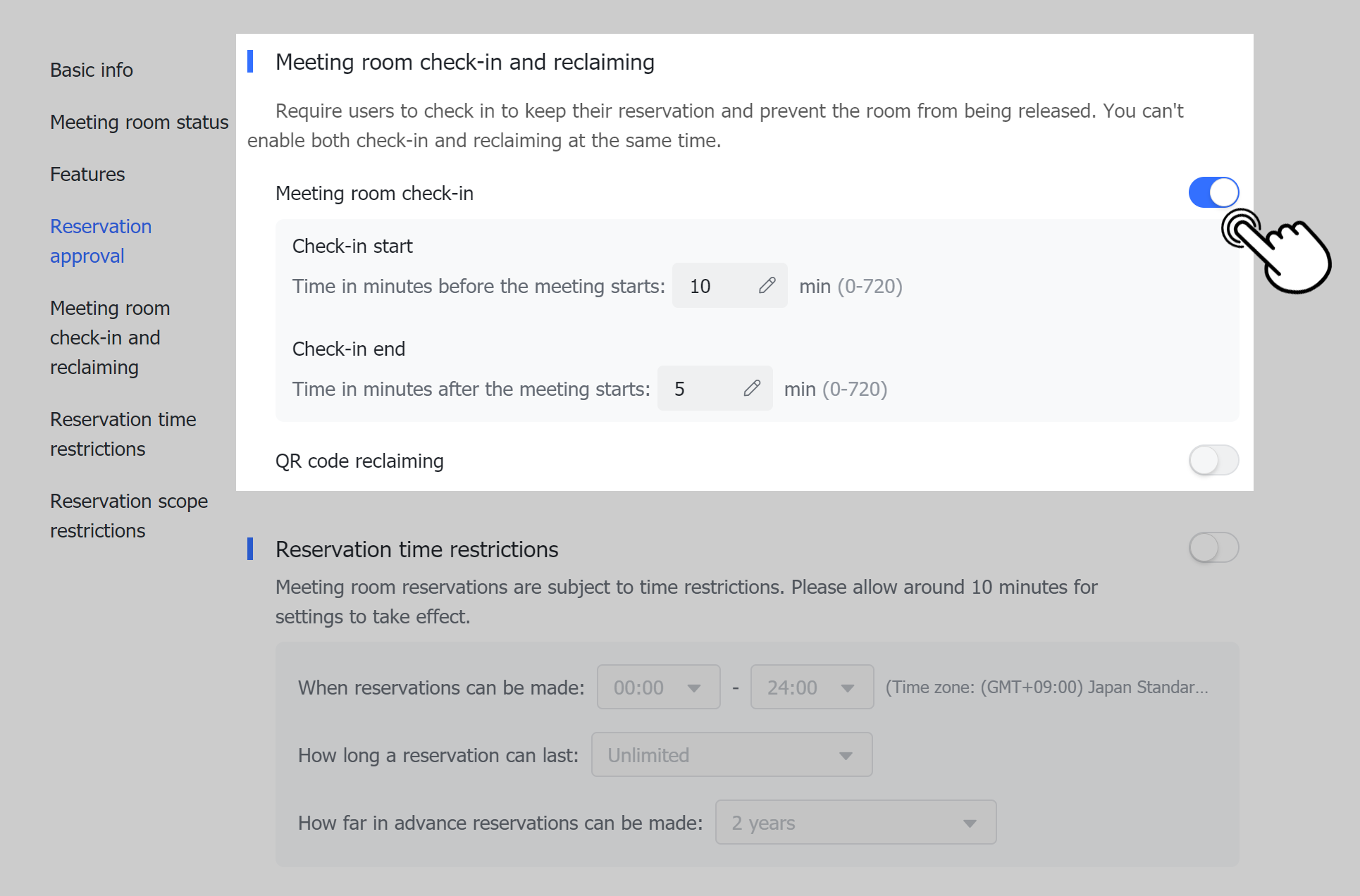 Set QR code check-in for meeting rooms
