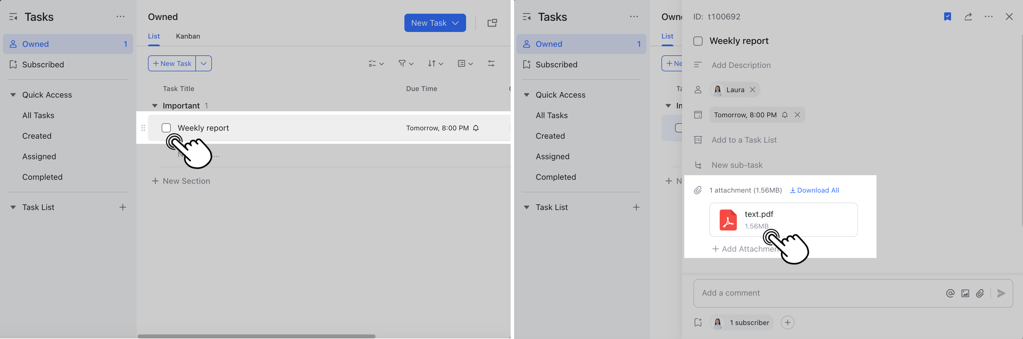 Add attachments to a task