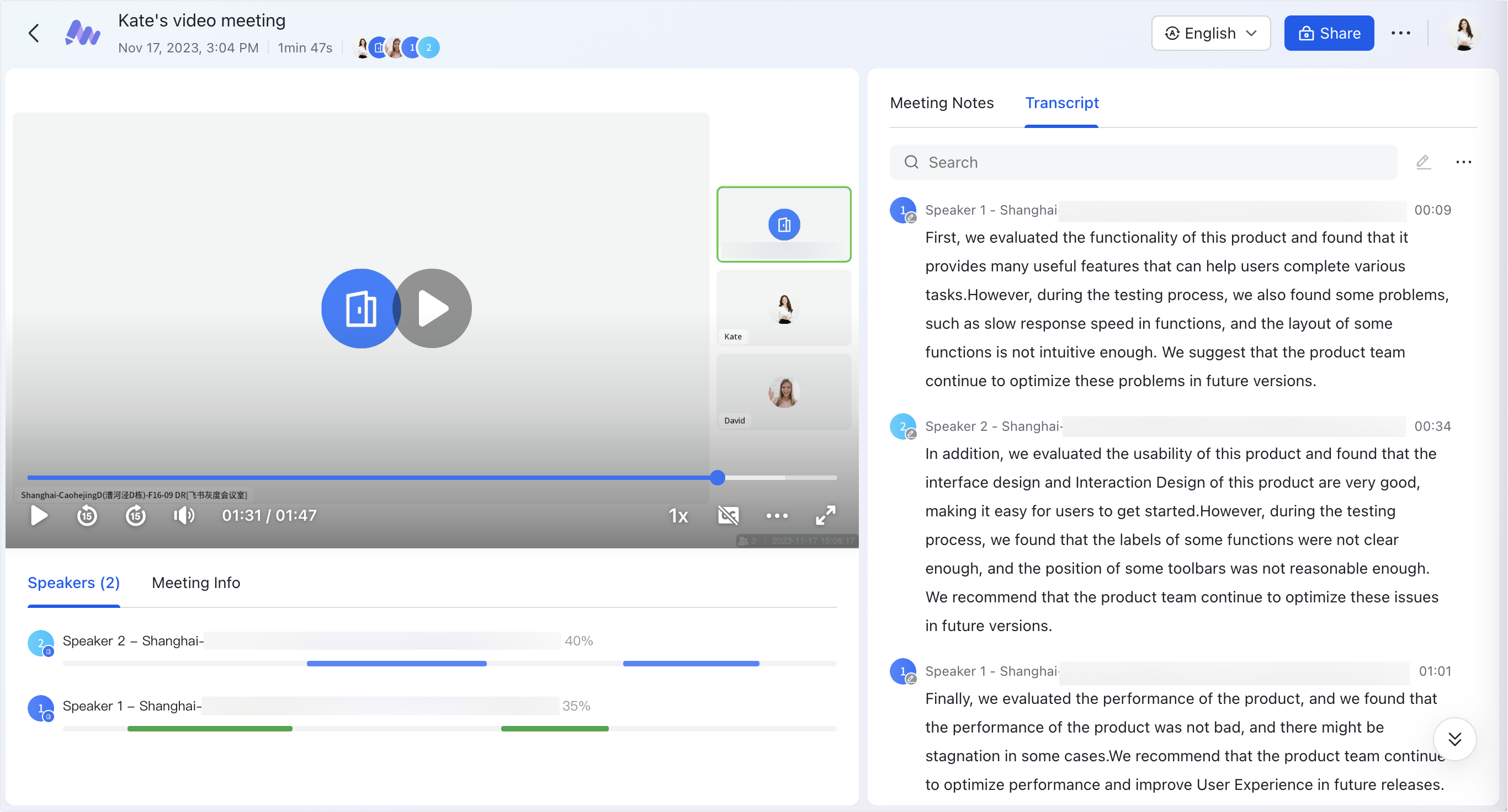 Improve speaker identification in Minutes