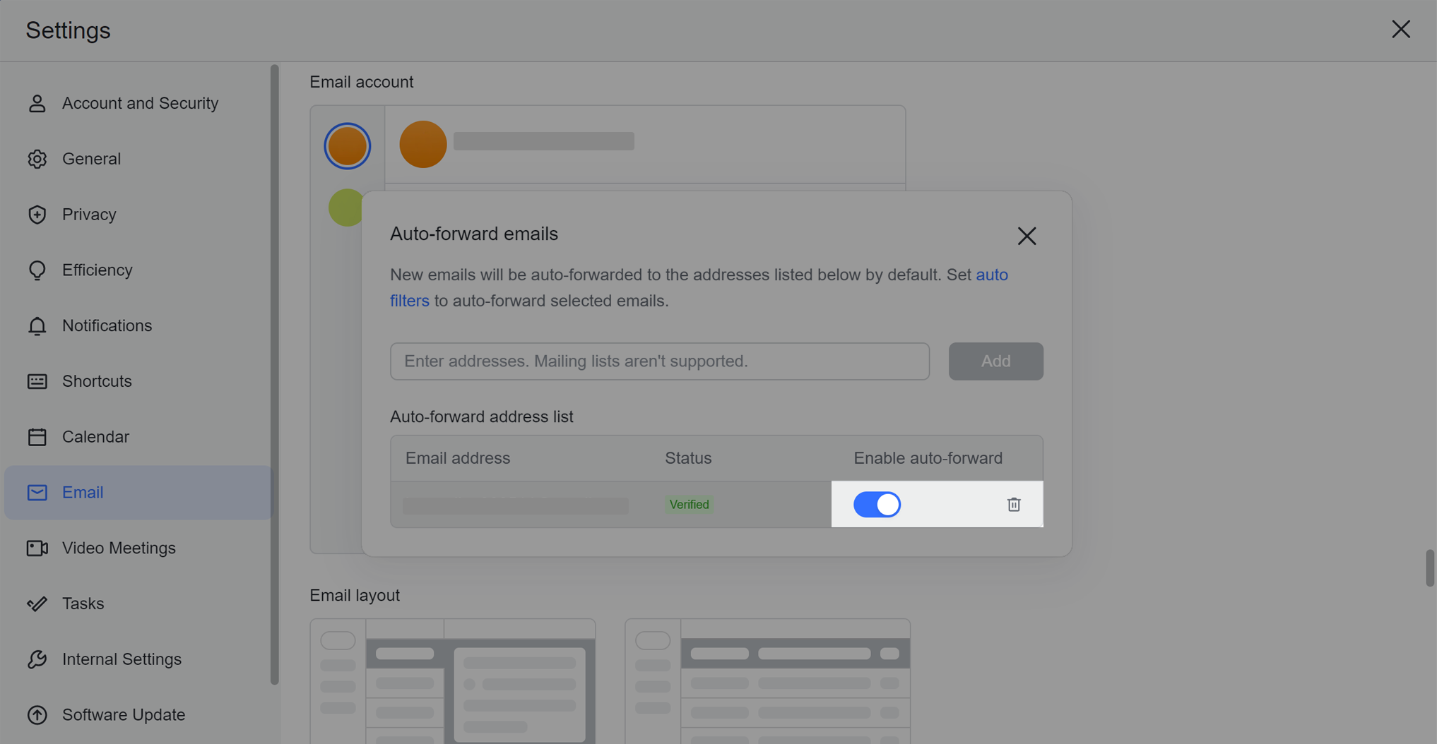 Set up email auto-forwarding