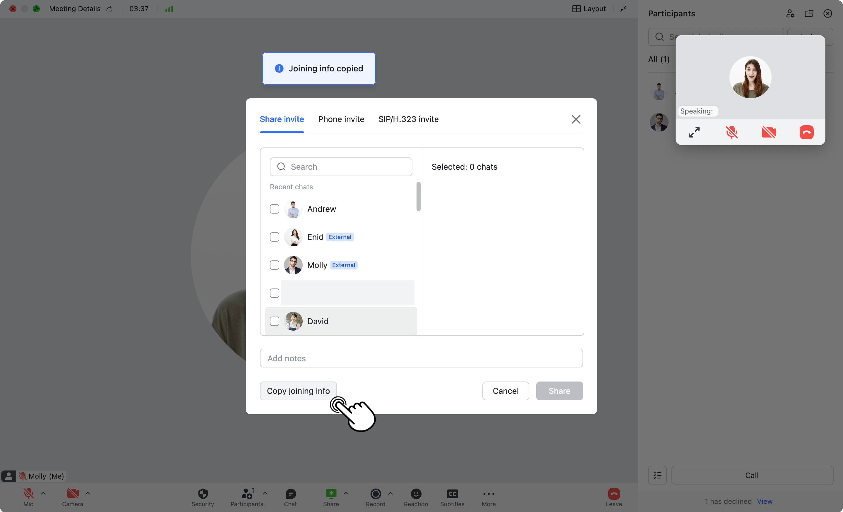Invite people to join during a meeting