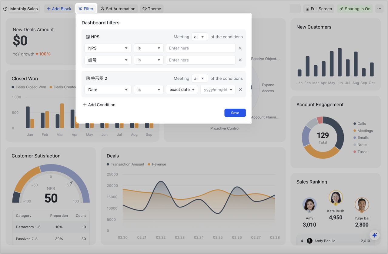 Filter data in Base dashboards