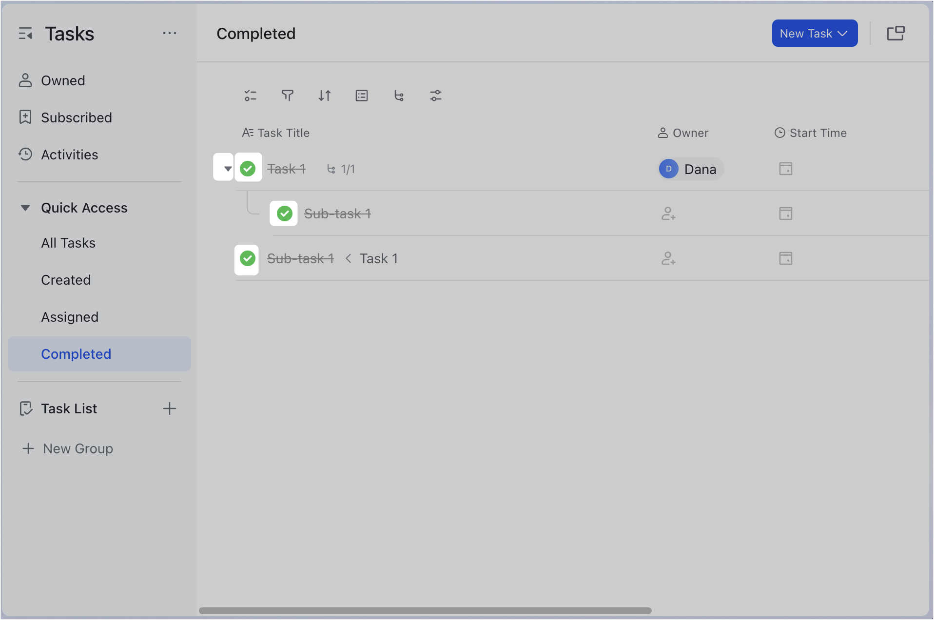 Complete and reopen tasks