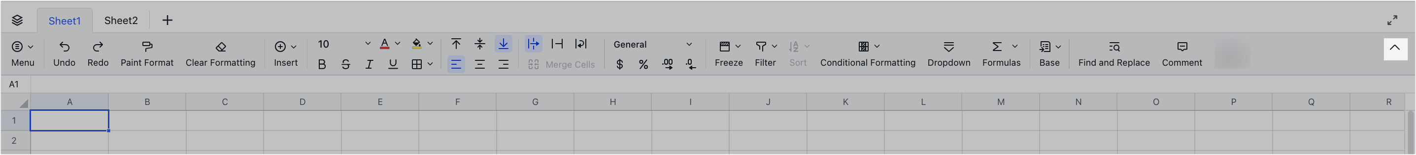 Use the toolbar in Sheets