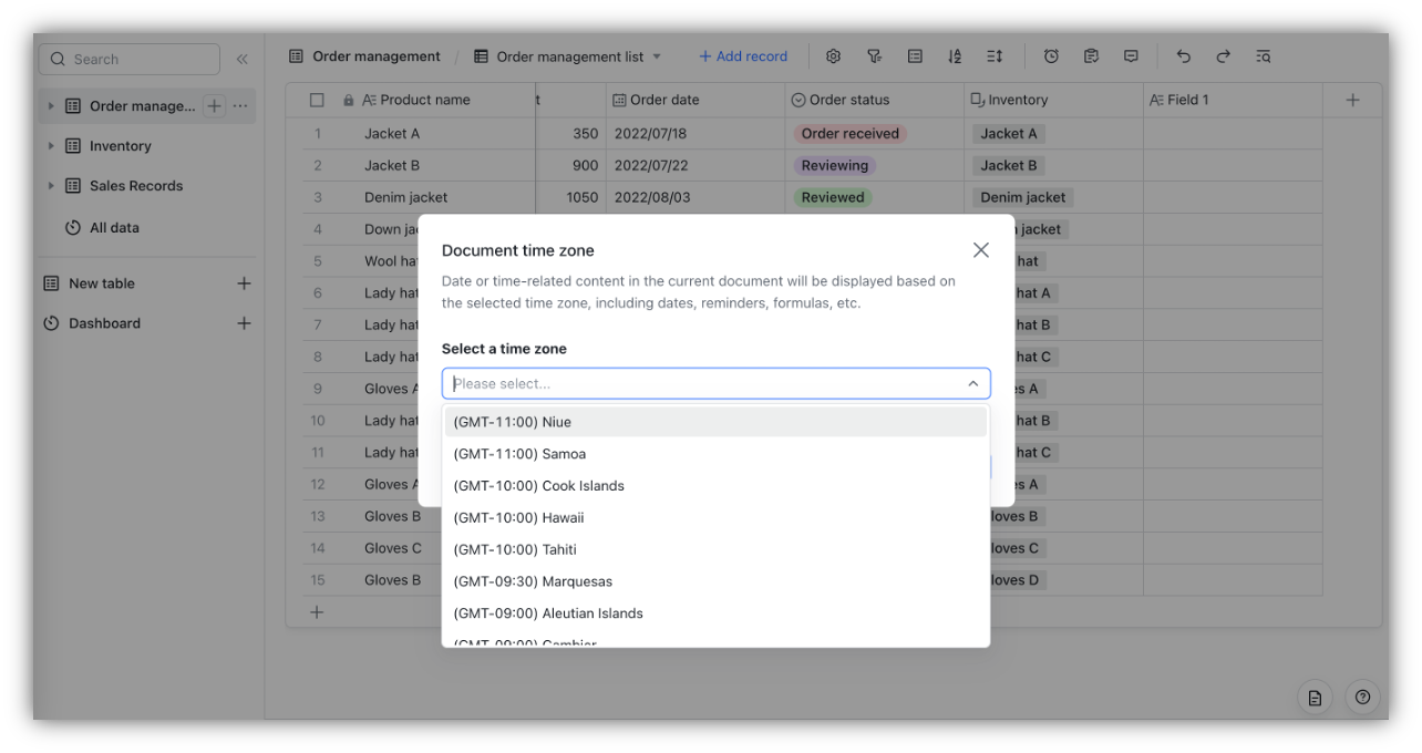 Change your time zone in Base