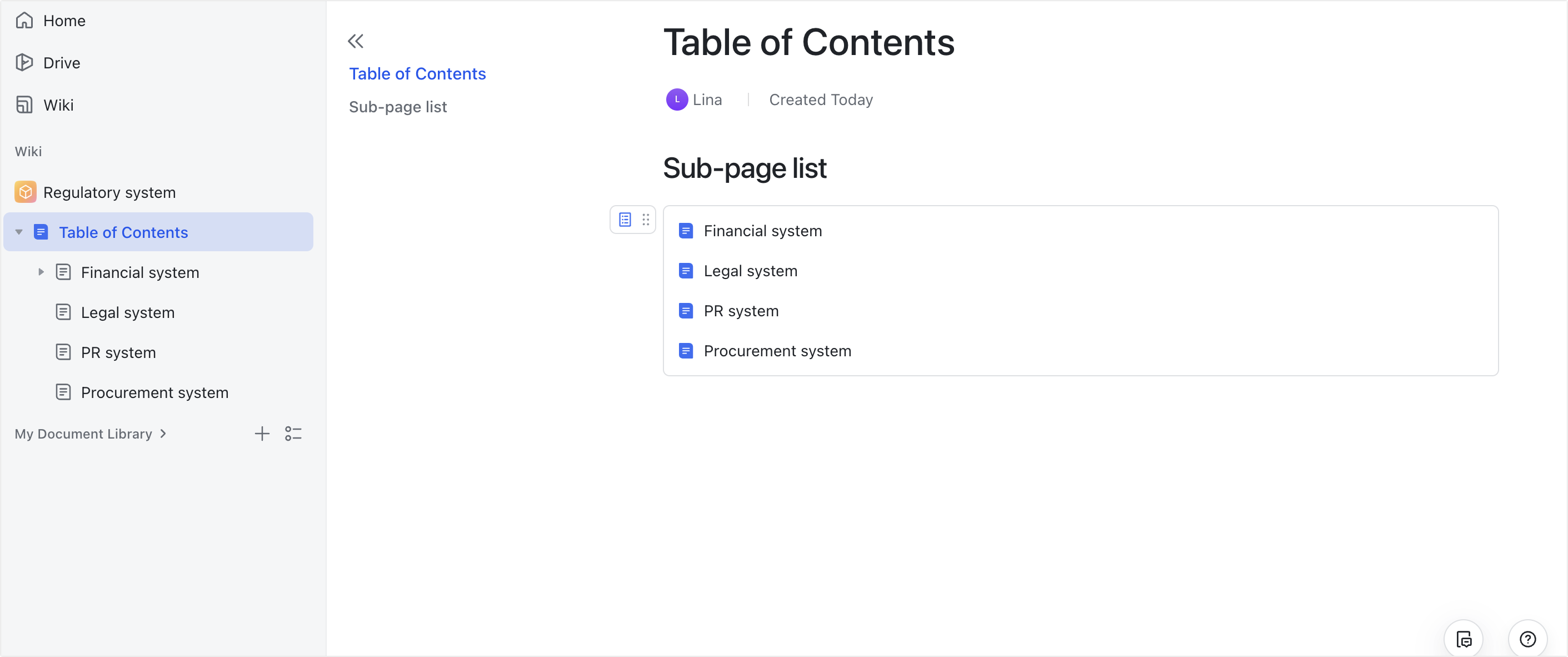 Use sub-page list (version 1.0)