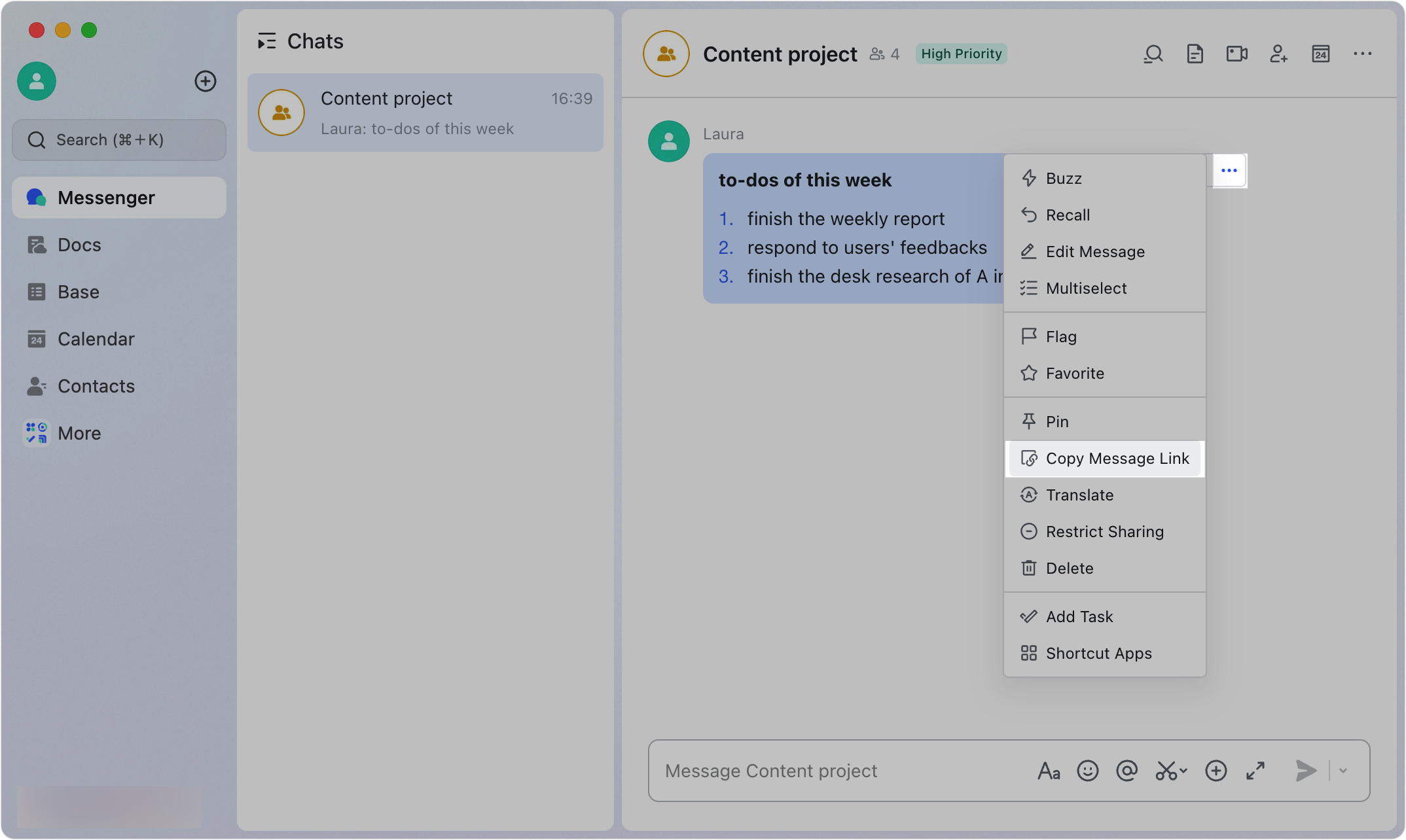 Copy and paste a message link
