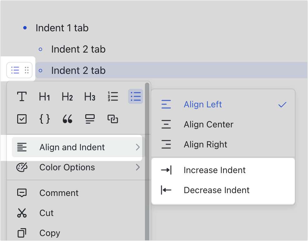 Indent and align content in Docs