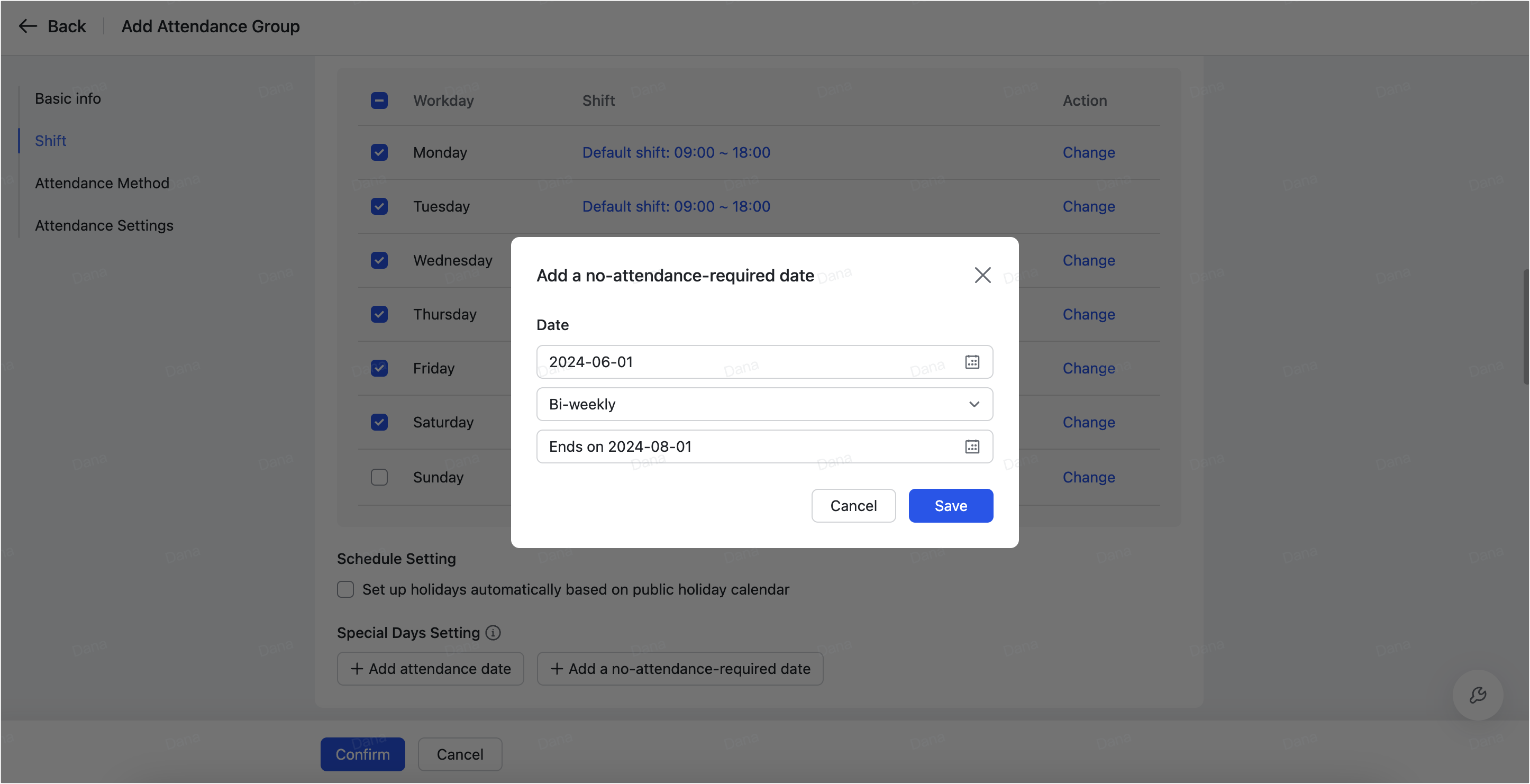 Admin | Set rotating off days