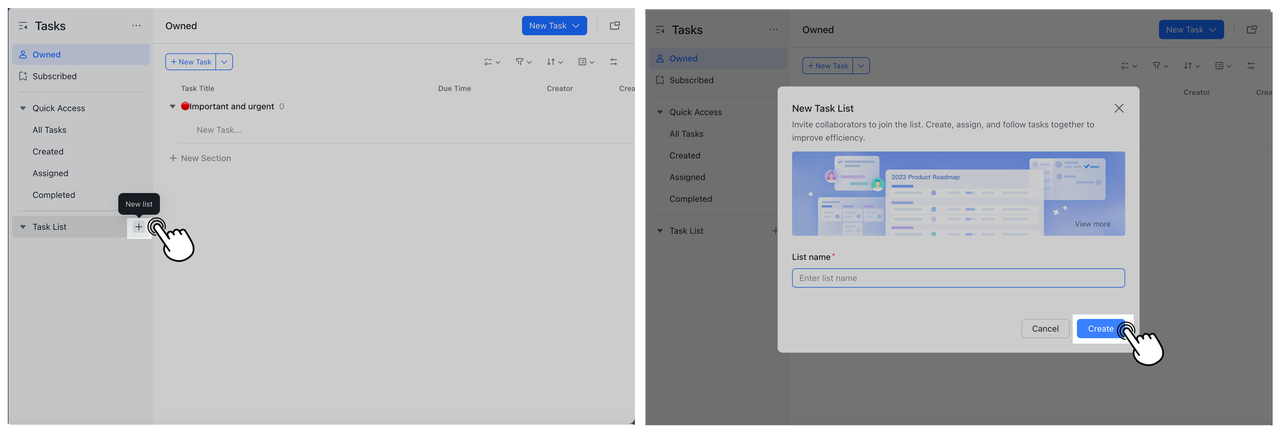 Create, share, and manage task lists