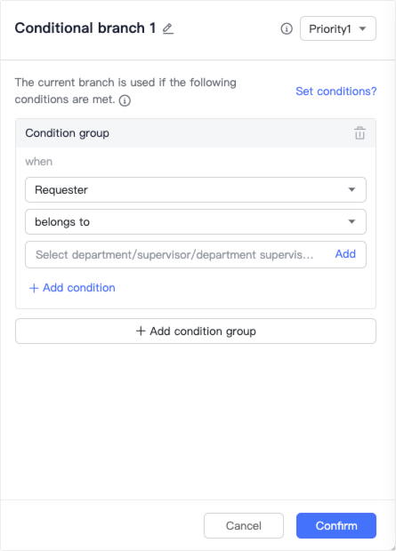 Admin Set Conditional Branches