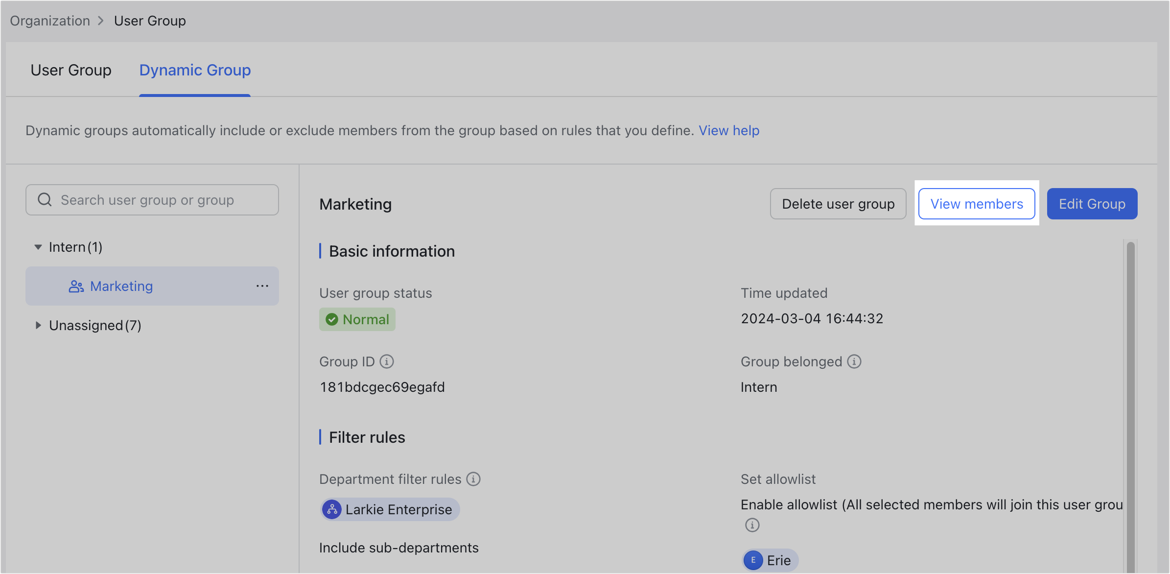 Admin | Configure dynamic groups